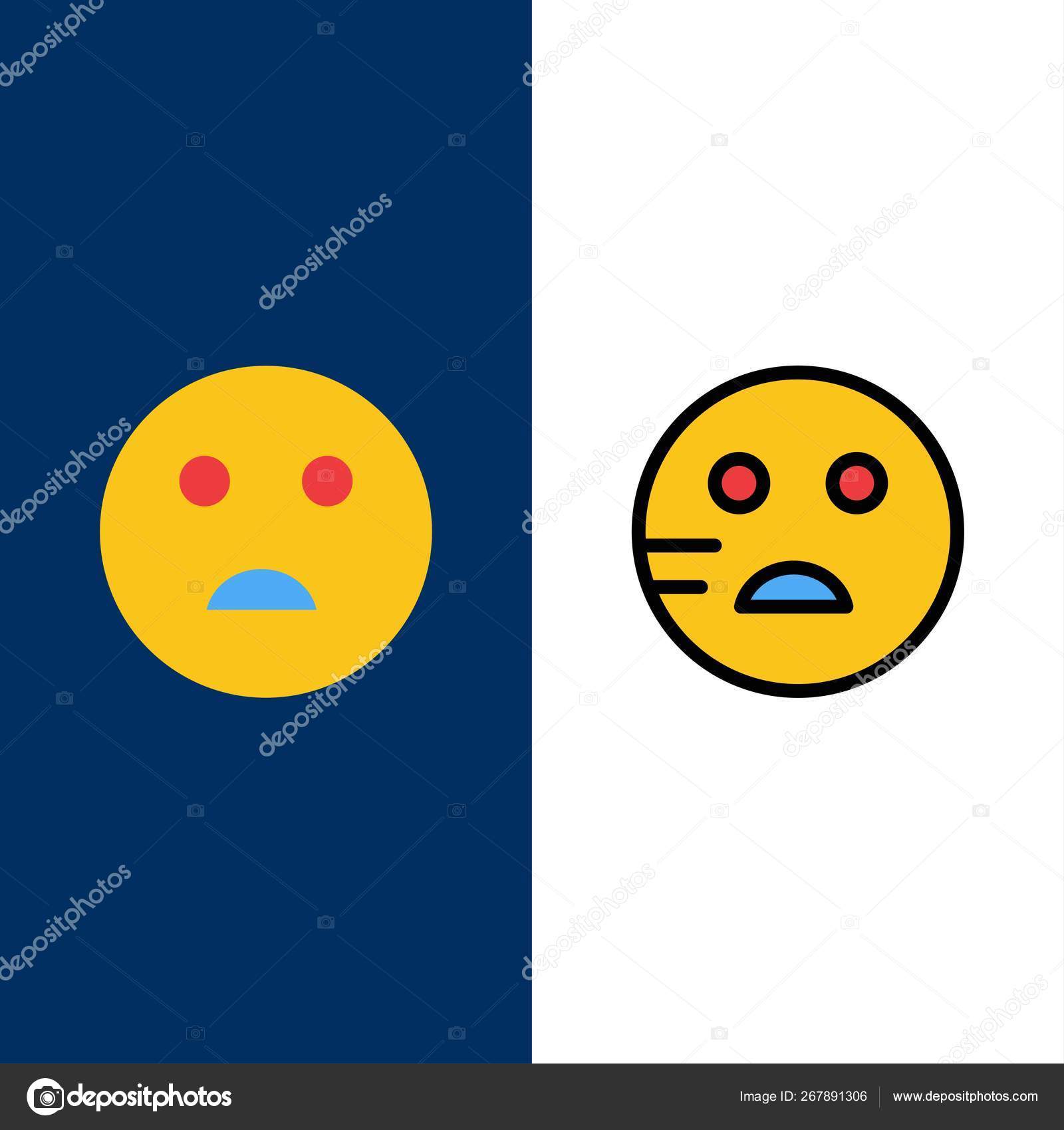 Sad, Emojis, School Icons. Flat and Line Filled Icon Set Vector Stock ...