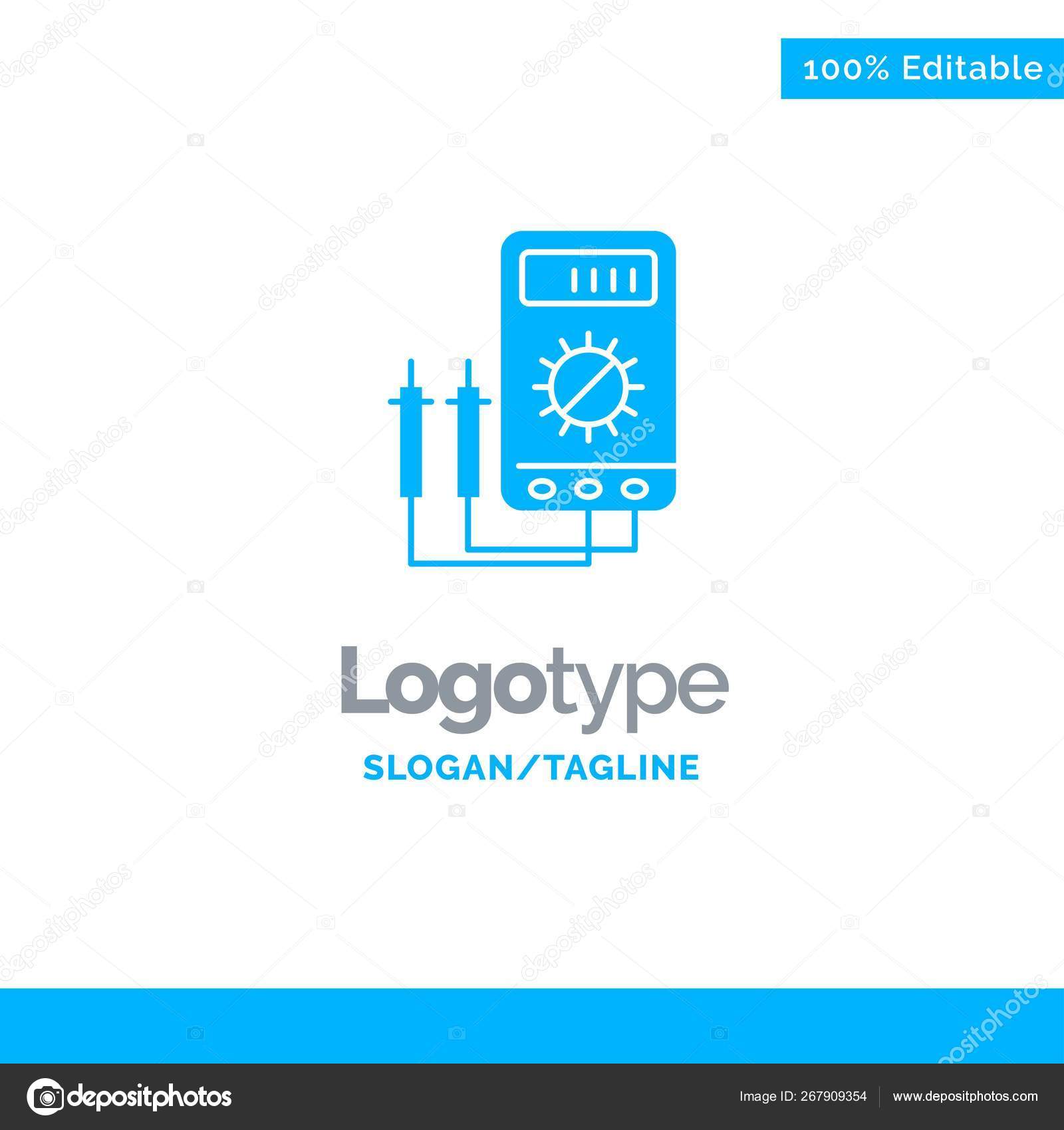 Voltmeter, Ampere, Watt, Digital, Tester Blue Solid Logo Templat Stock ...