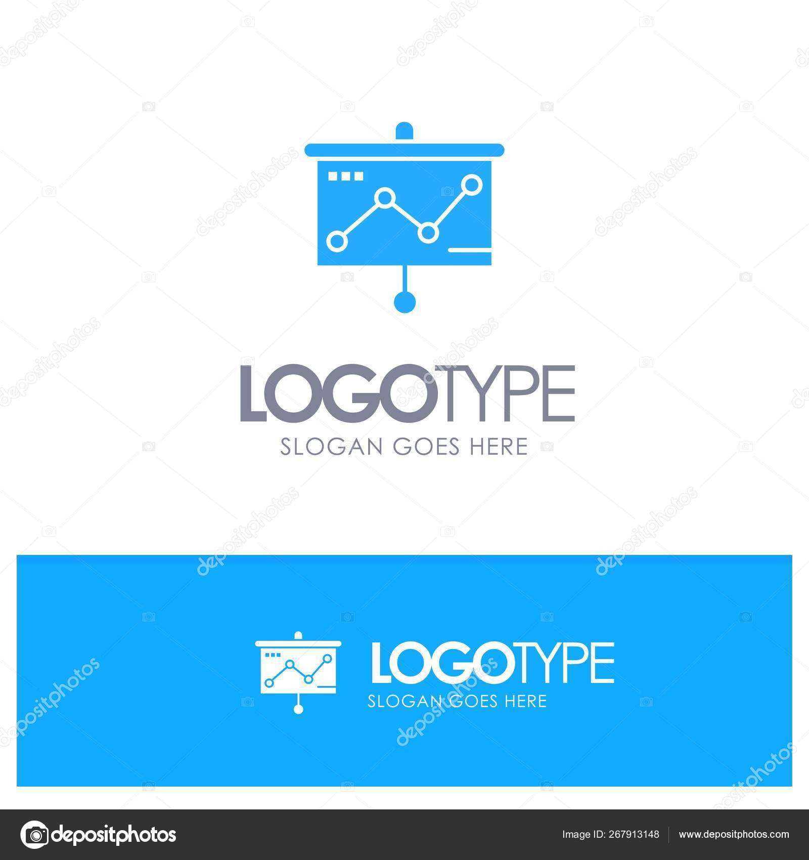 Chart, Presentation, Graph, Projector Blue Solid Logo with place Stock Vector by ©Flatart 267913148