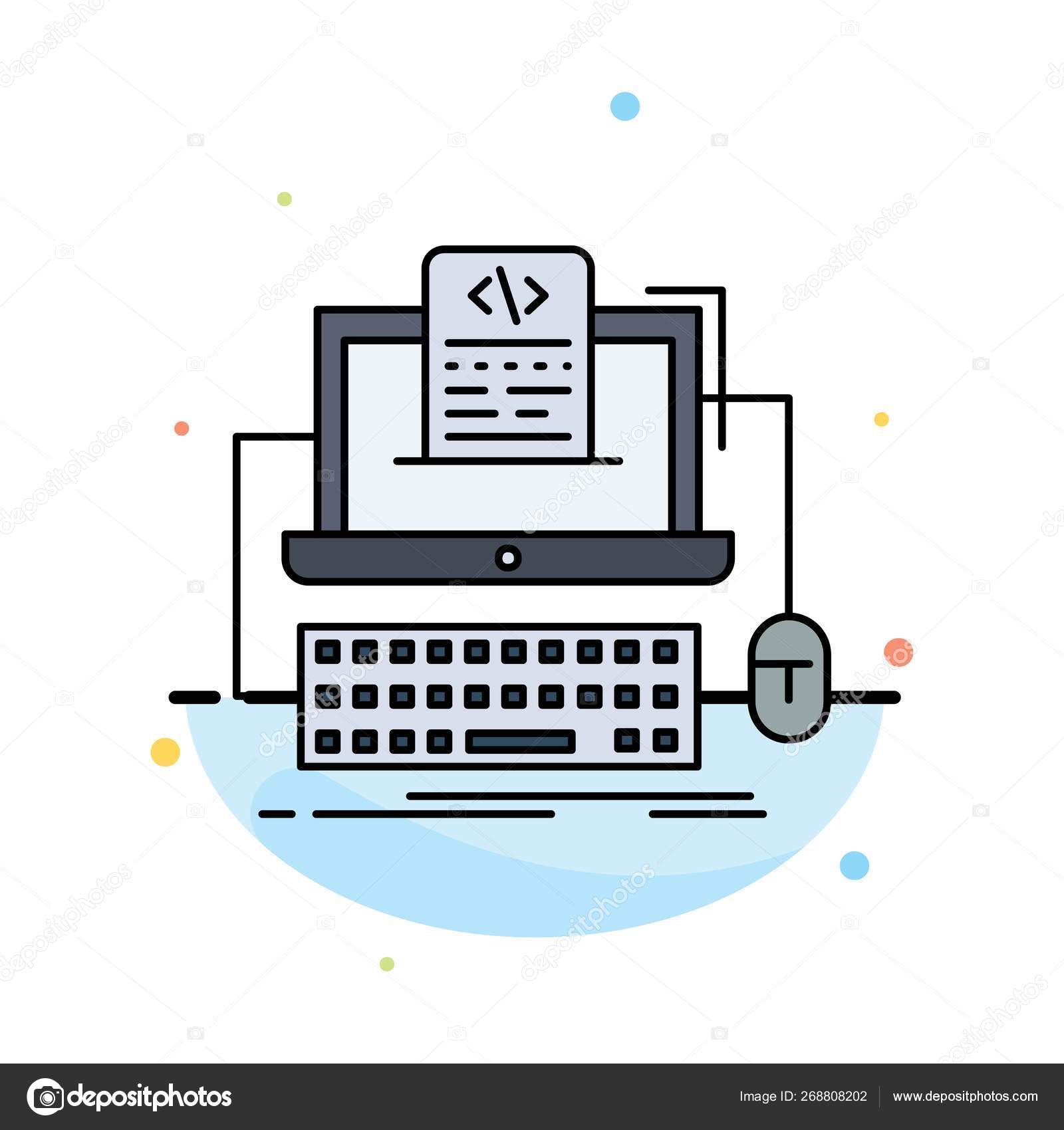 Code Coderen Computer Monoblock Scherm Platte Kleur Icoon Vector Vectorafbeelding Door