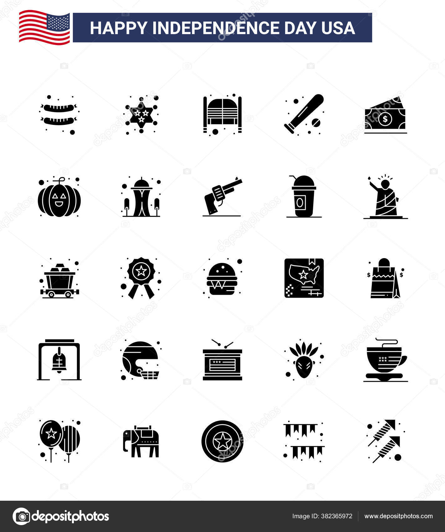 Creative Usa Iconos Signos Modernos Independencia Julio Símbolos Del ...