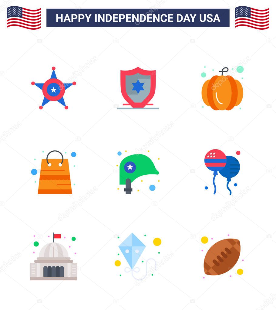 4 de julio USA Feliz Día de la Independencia Icono Símbolos Grupo de 9 ...