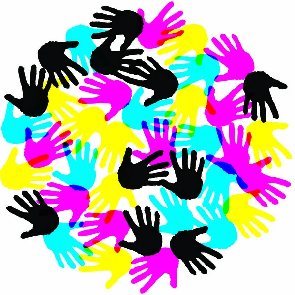 Vector friendship background, hand prints, circle — Stock Vector © exte ...