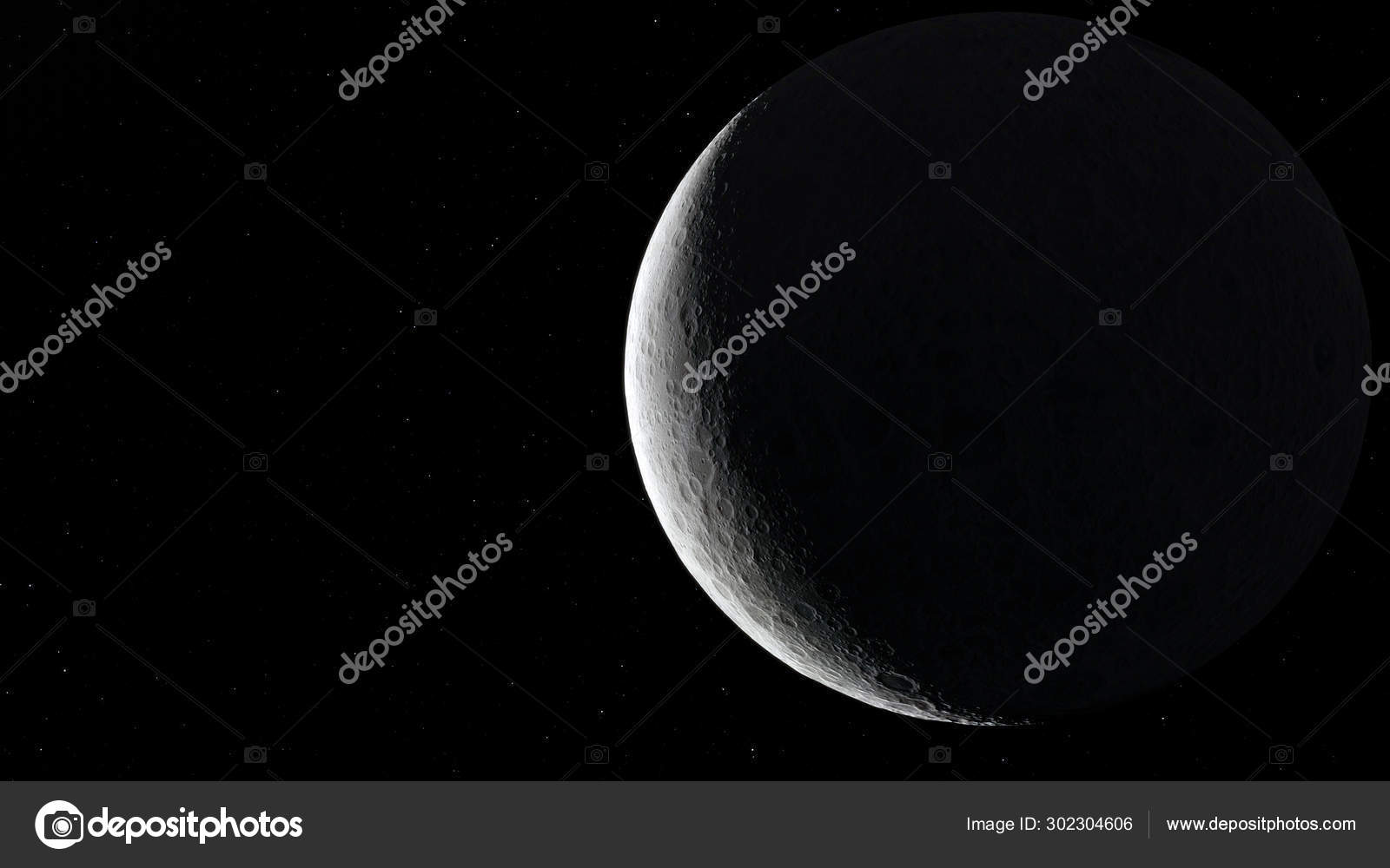 Renderização 3d, Lua imagem de alta resolução, 4k no espaço exterior ...