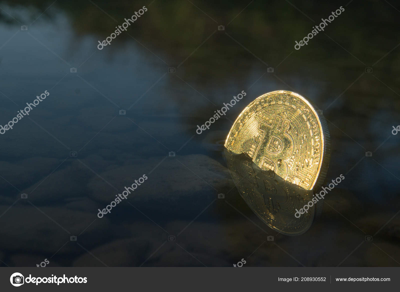 Bitcoin crypto currency sinking down with bear trends — Stock Editorial ...