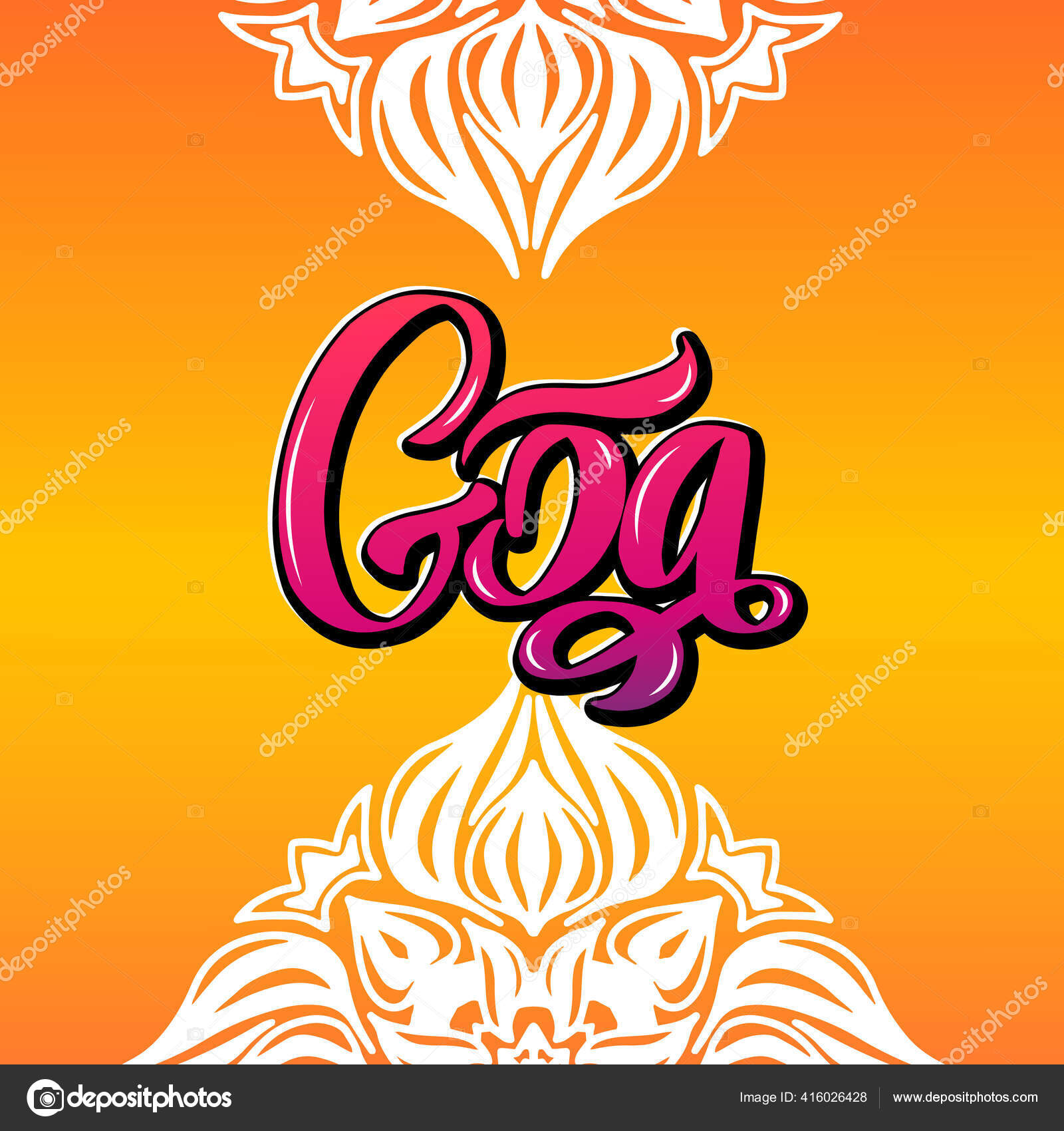 Goa hand written lettering. India vector illustration. EPS10 Stock ...