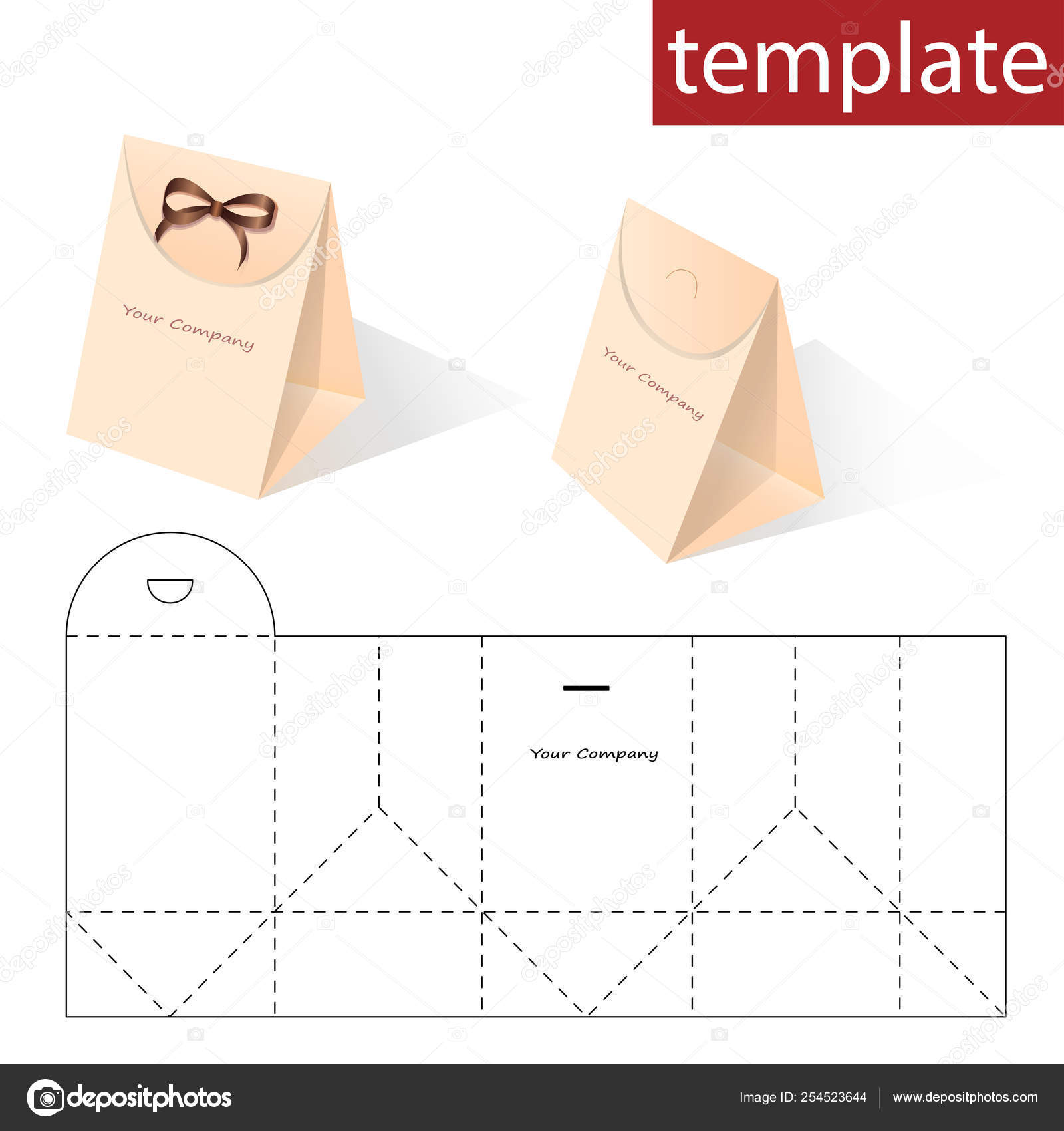Retail Bag Box Die Cut Template Stock Vector by ©denli. 254523644