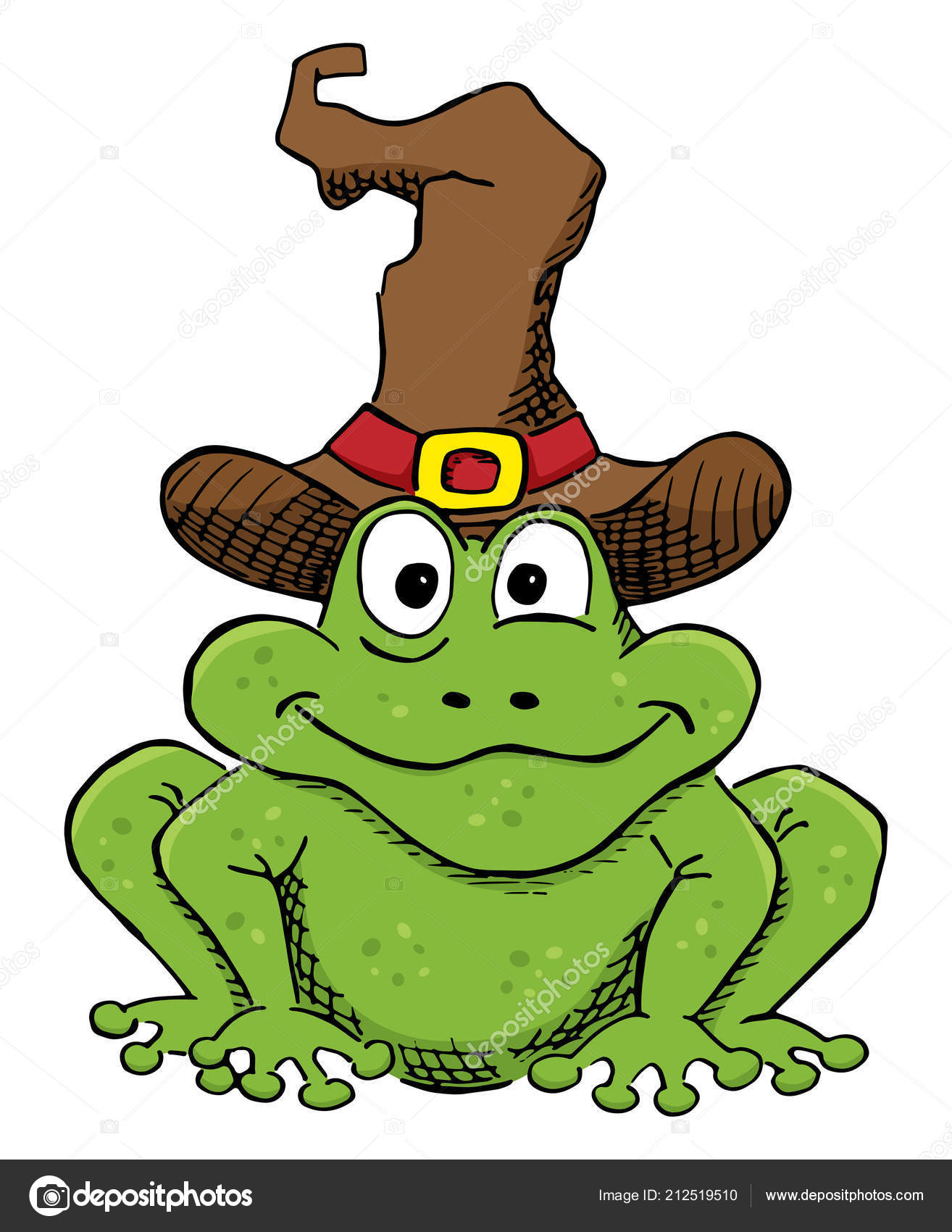 Vector Illustration Green Cartoon Toad Witch Hat Isolated White Stock ...