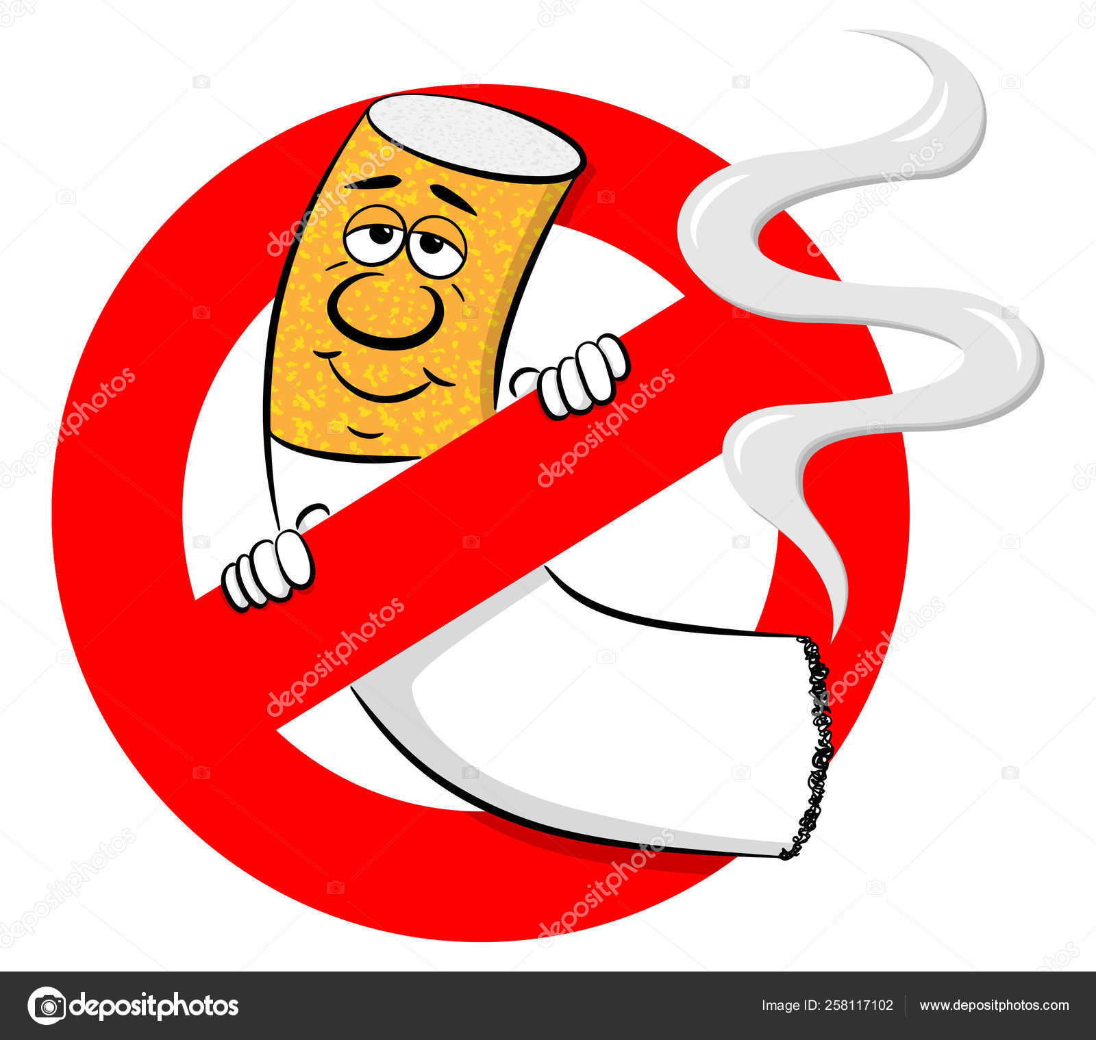 Image vectorielle Panneau anti-tabac avec cigarette de dessin animé par ...