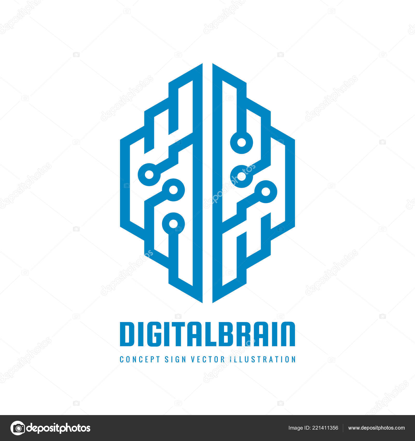 Digital Brain Vector