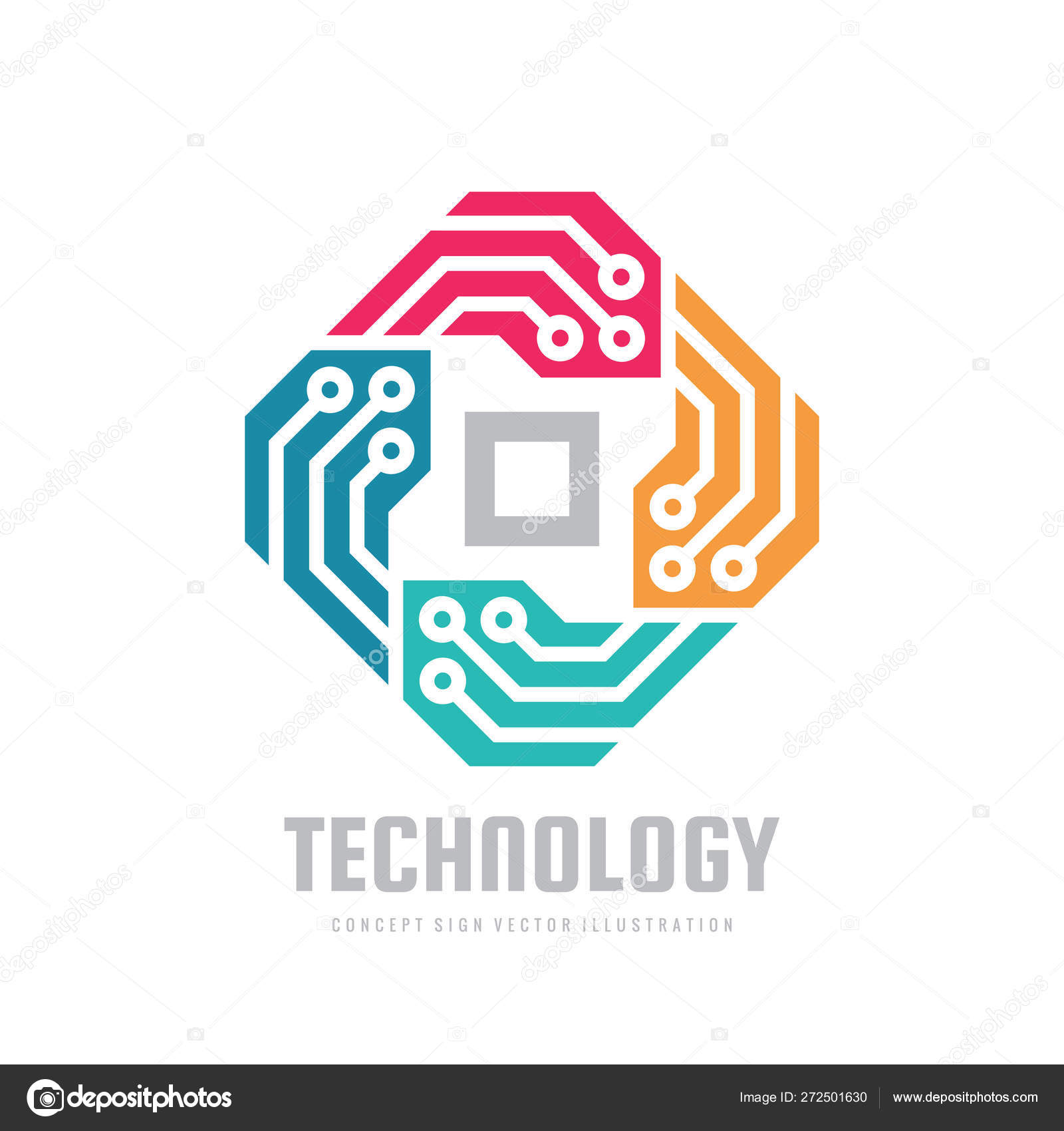 Technology Logo Design Abstract Electronic Computer Chip Concept Sign ...