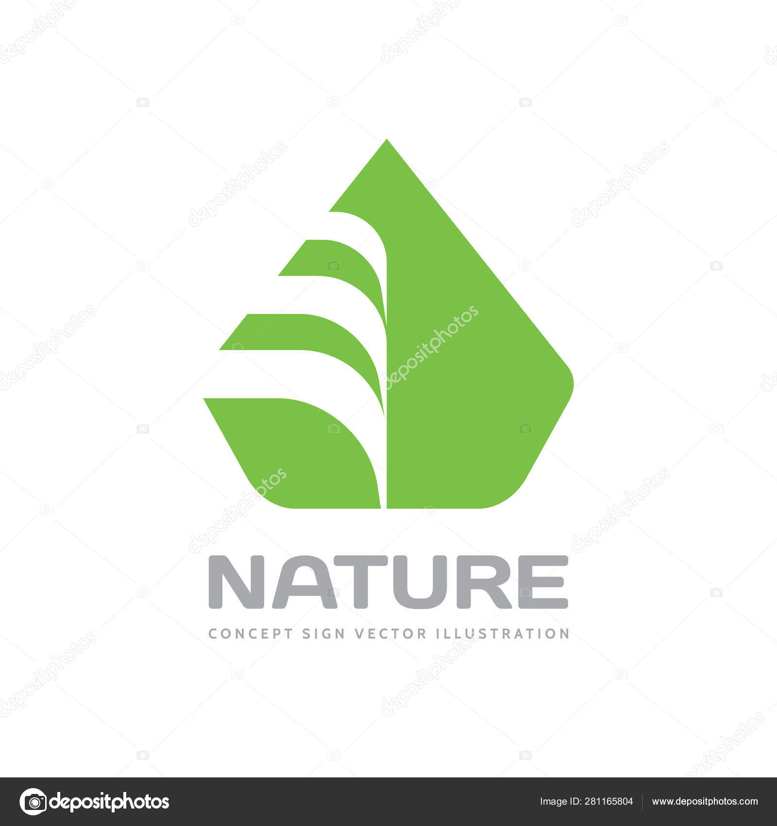 Nature Vector Logo Design Flat Style Green Leaf Creative Sign Stock ...