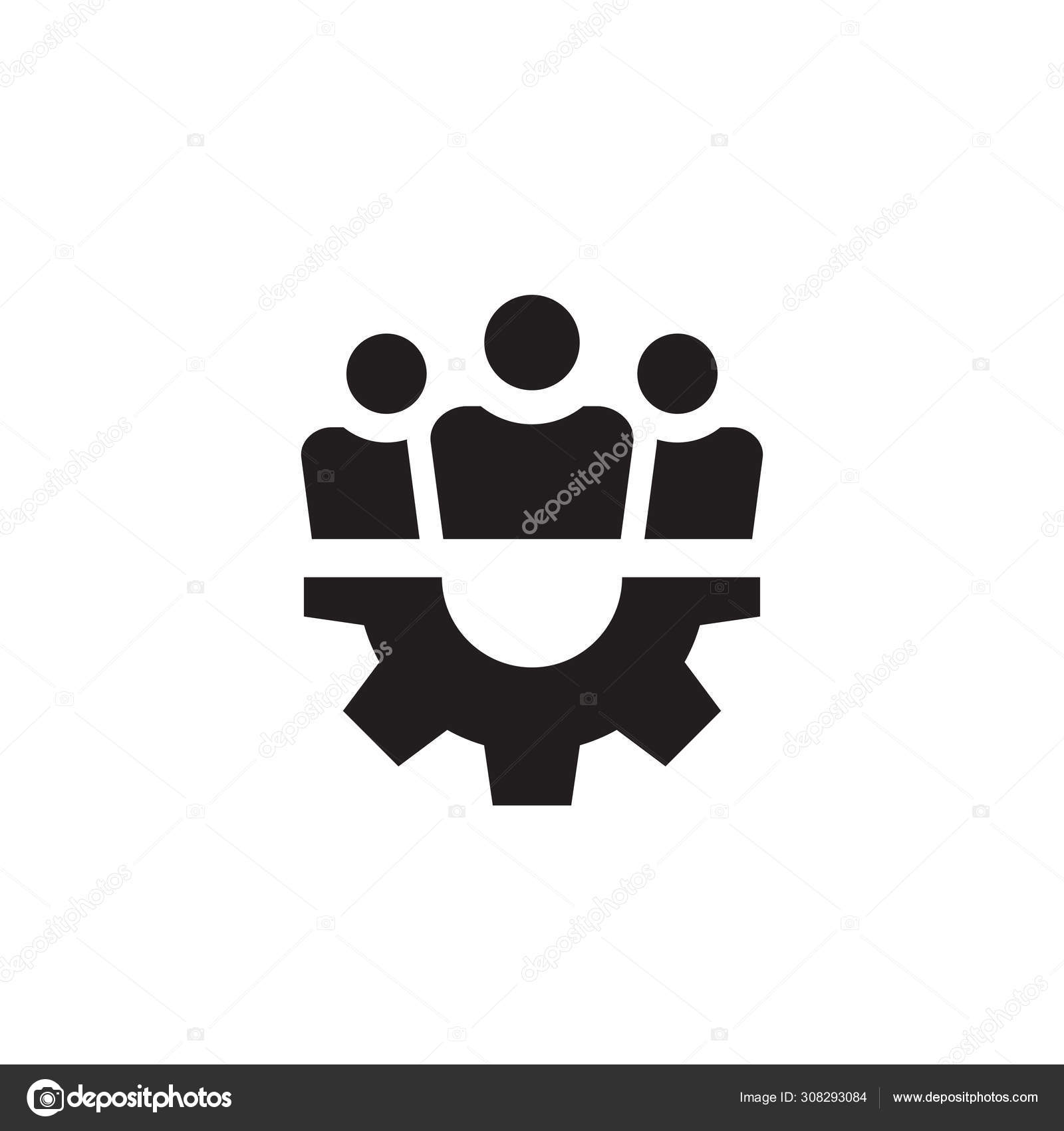 Grop People Gear Black Icon Design Fiendship Teamwork Sign Social Stock ...