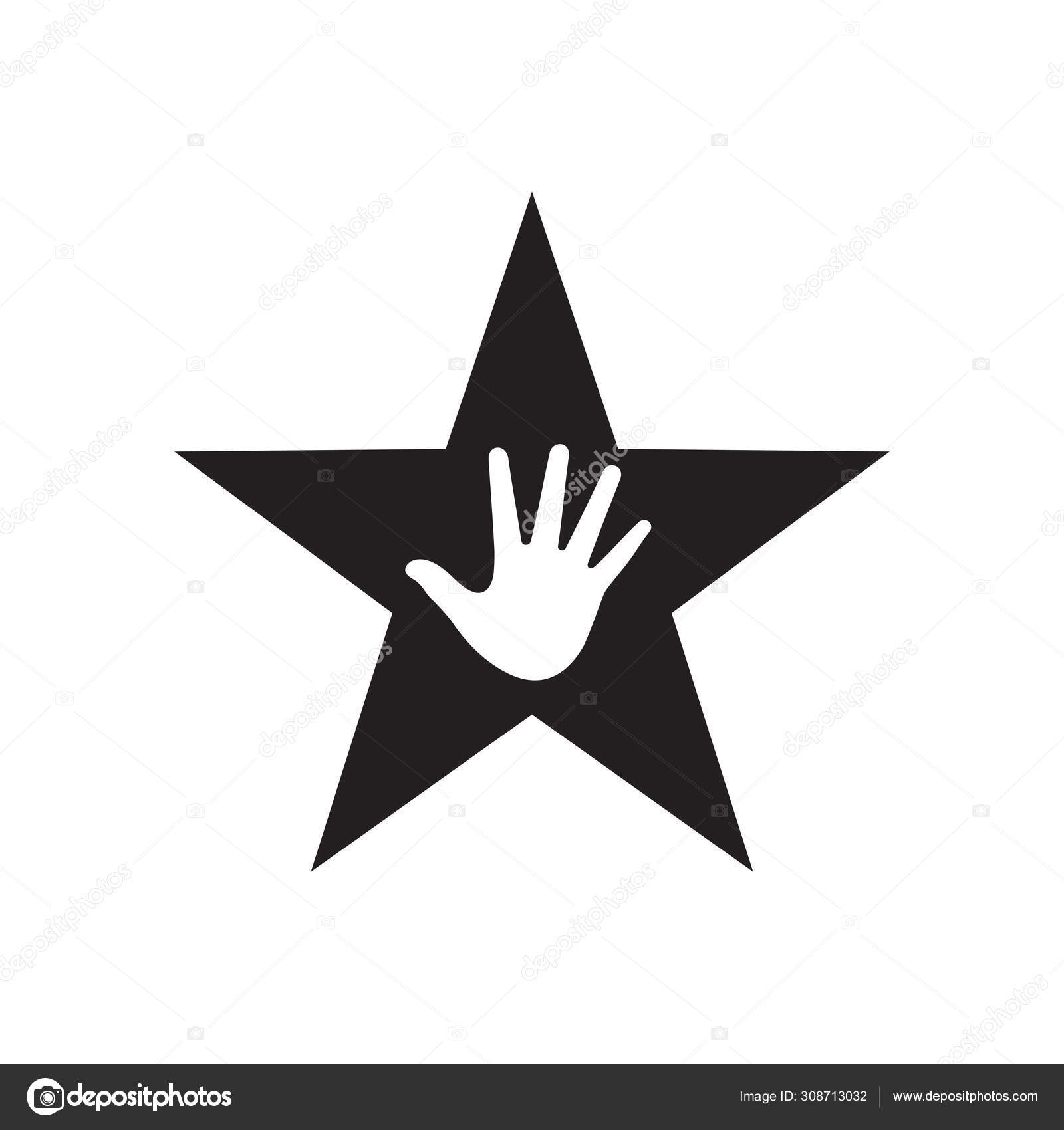 Star Human Hand Black Icon White Background Vector Illustration Website ...