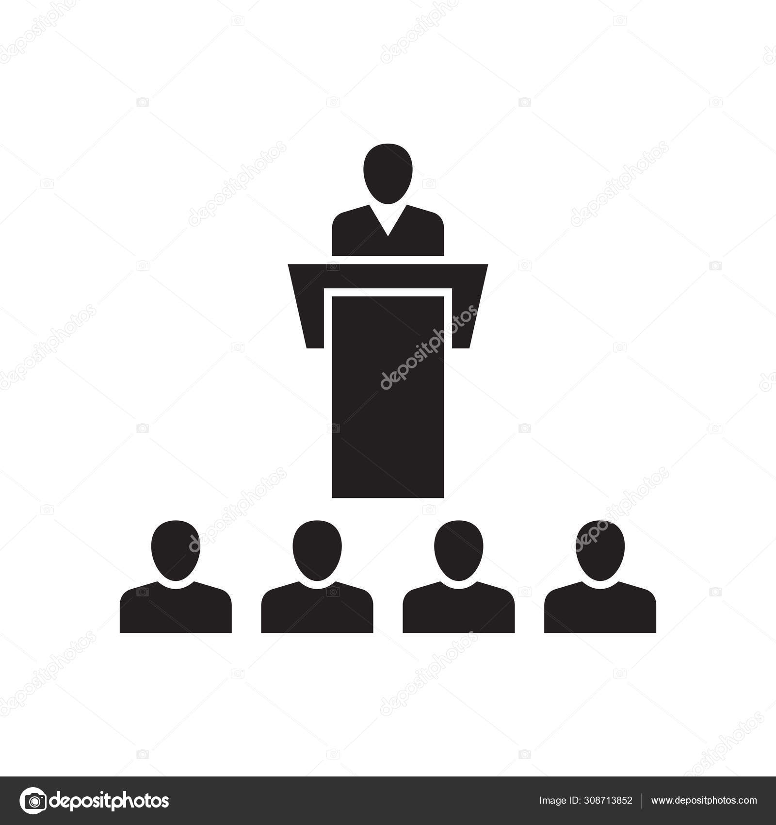 Pembicara Dan Mahasiswa Aula Ikon Hitam Pada Gambar Vektor Latar Vektor ...