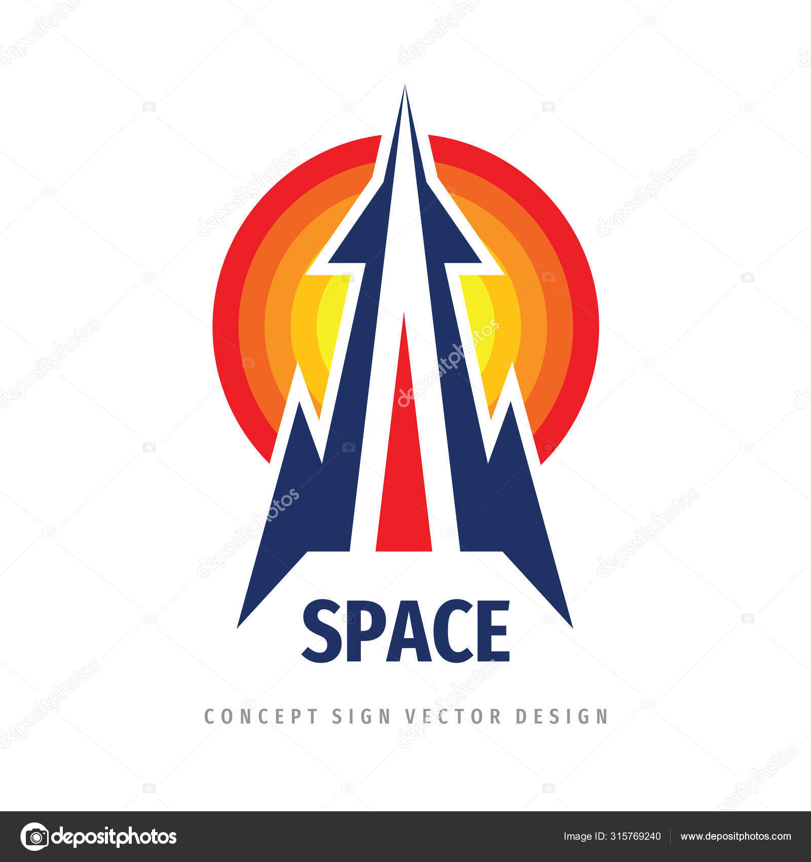 Space Rocket Ship Concept Logo Template Vector Design Stock Vector ...