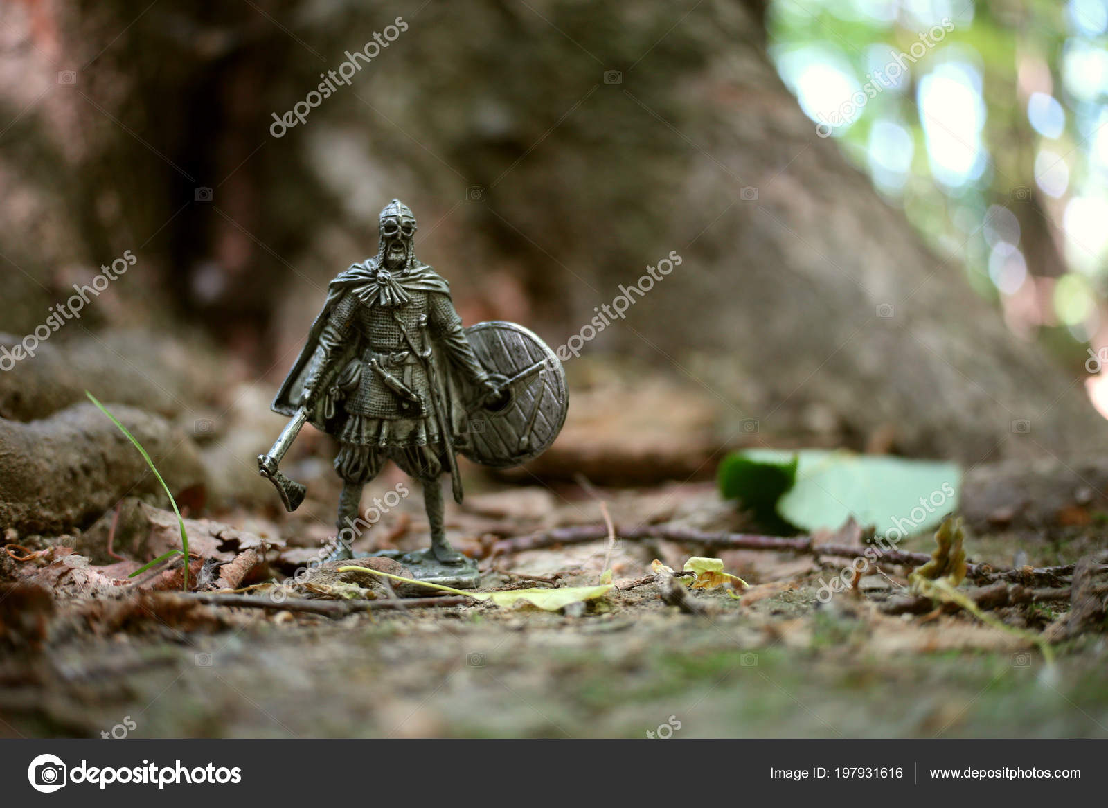 Figure Viking Forest Warrior Bokeh — Stock Photo © Slavikboxerr #197931616