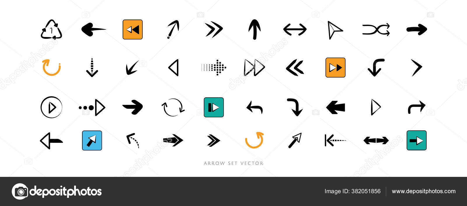 Collection Arrow Icons Media Player Buttons Isolated White Background ...