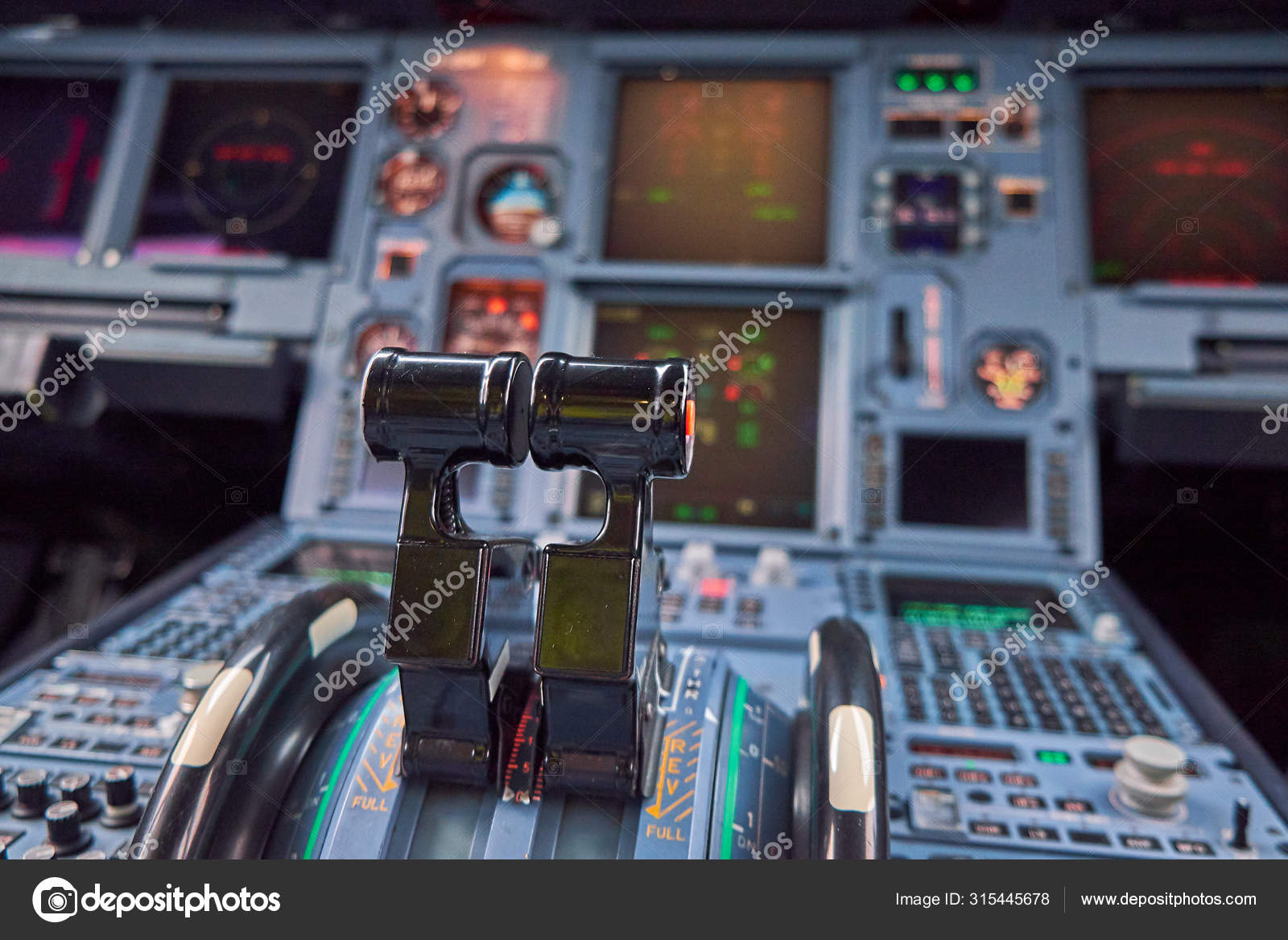 Interior View Pilot Cabine Actual Modern Passenger Jet Airplane Airbus ...