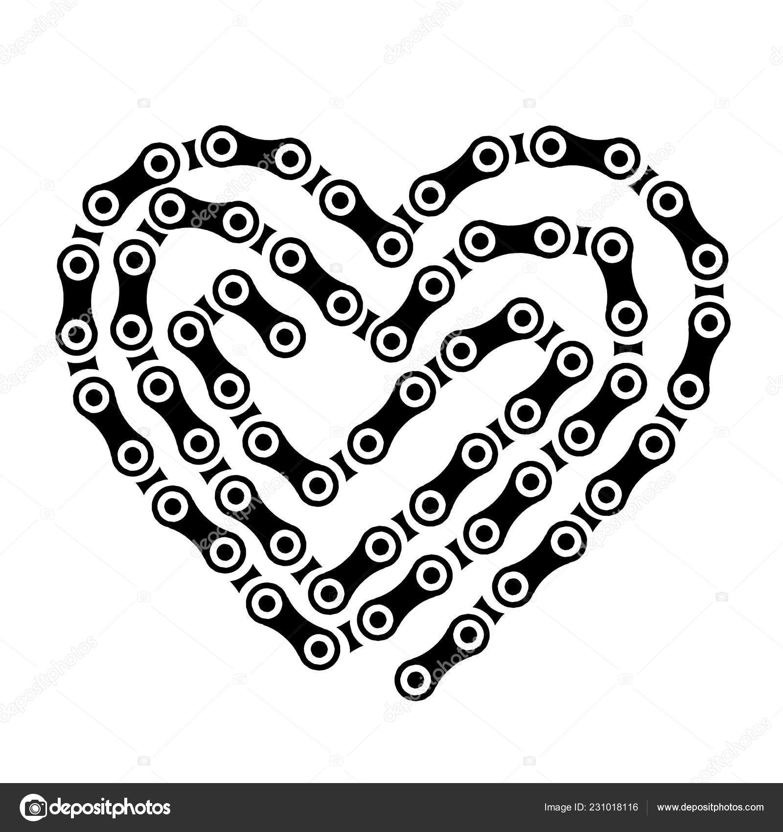 Bicycle Chain Heart Isolated White Background Vector Stock Vector Image ...
