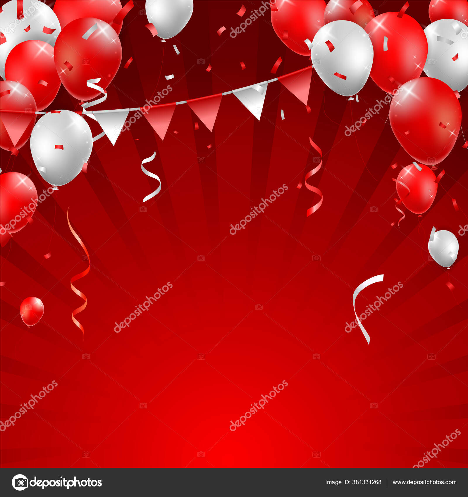 Realistic High Quality Poster Design Red White Balloons Colored ...