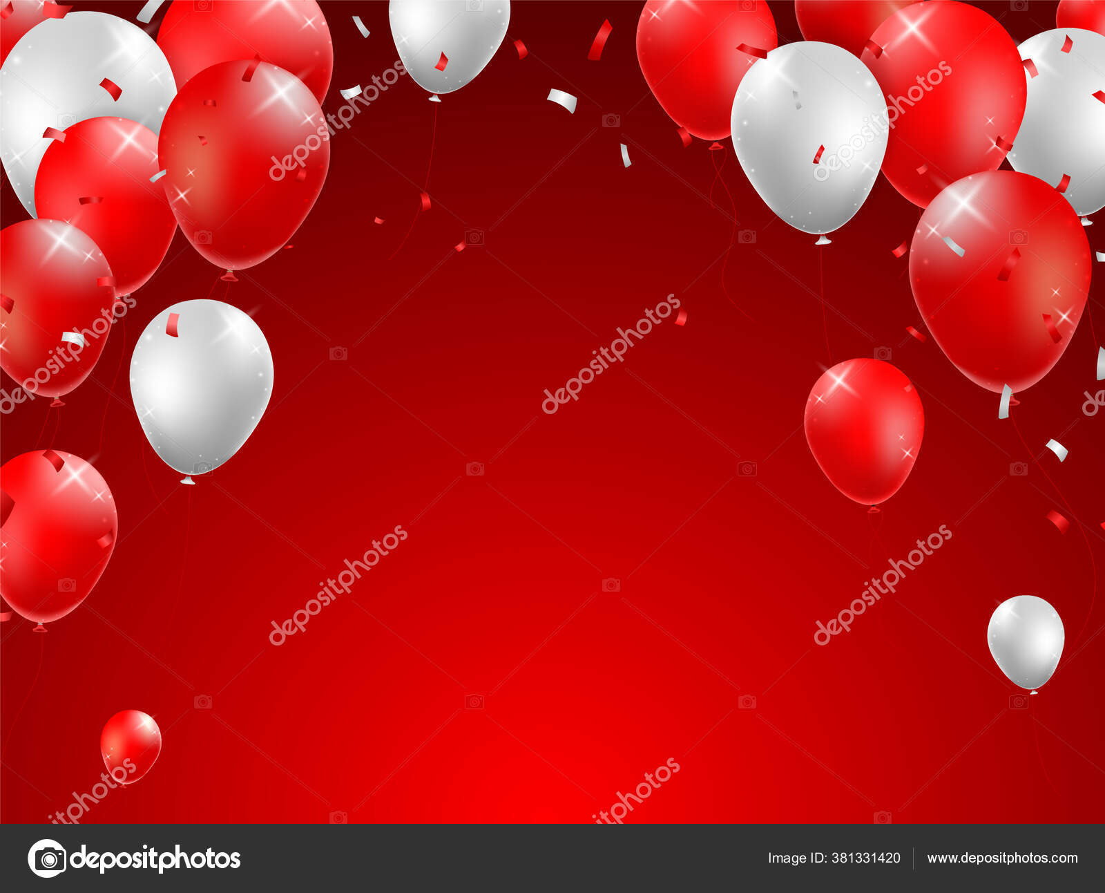 Realistic High Quality Poster Design Red White Balloons Colored ...
