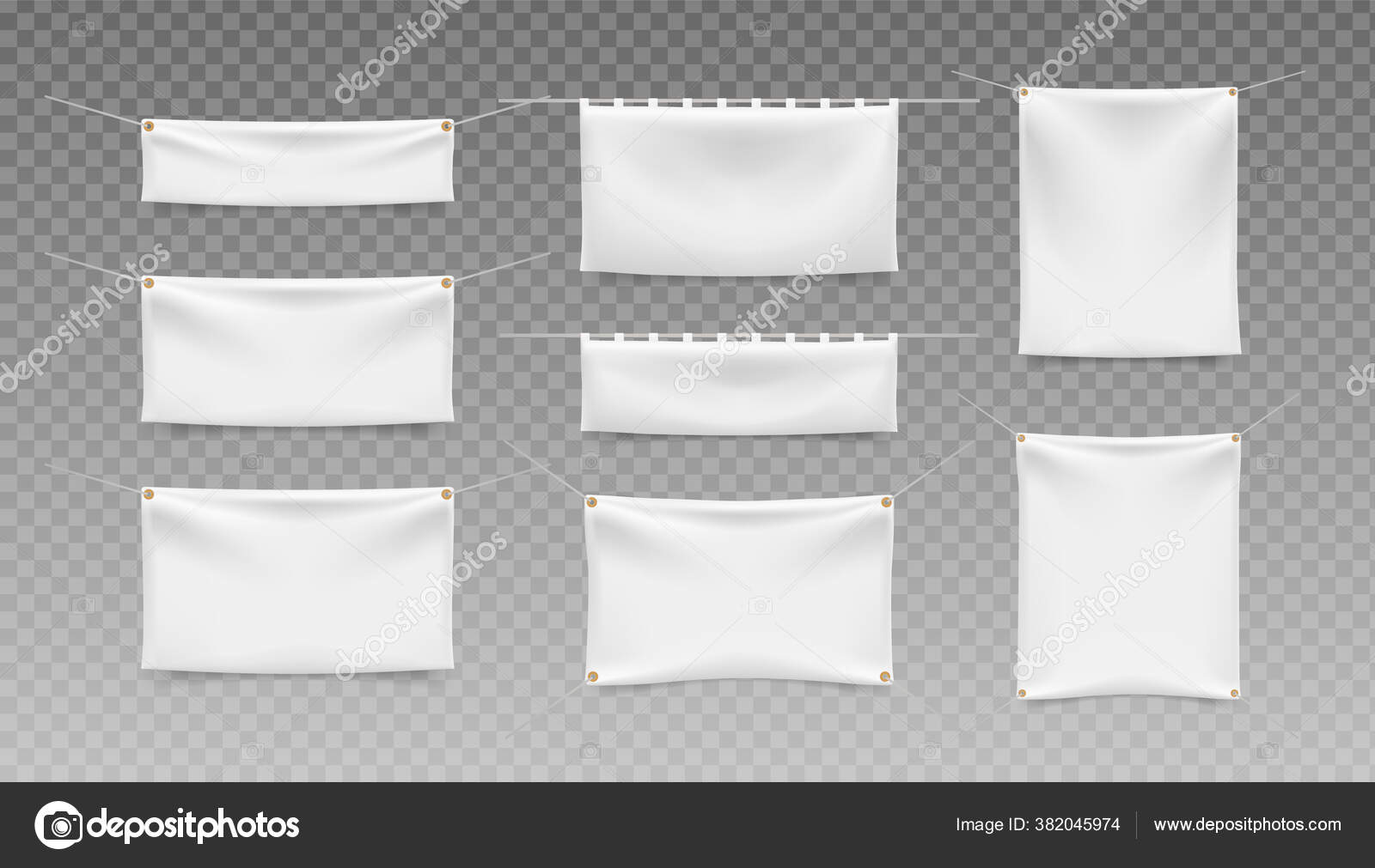 Textile Banners Folds White Background Isolated Vector Elements Stock ...