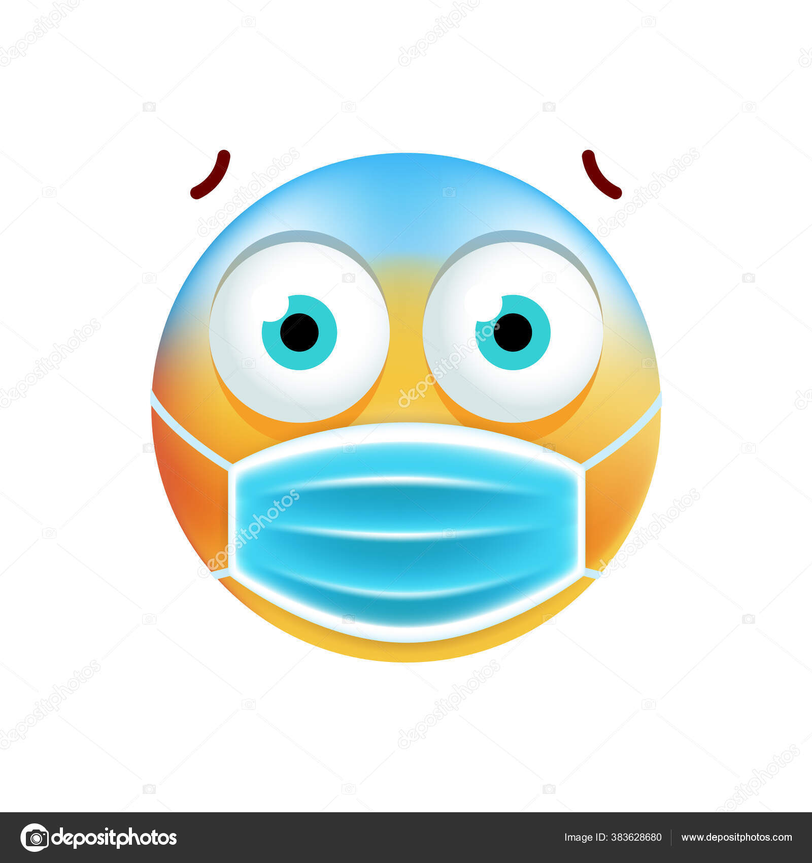 Cute Scared Emoticon Face Mask White Background Isolated Vector ...