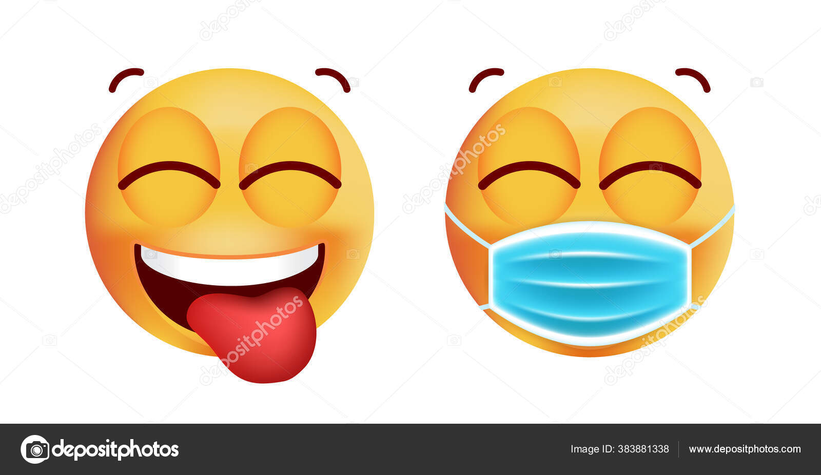 Cute Happy Emoticon Face Mask White Background Isolated Vector ...