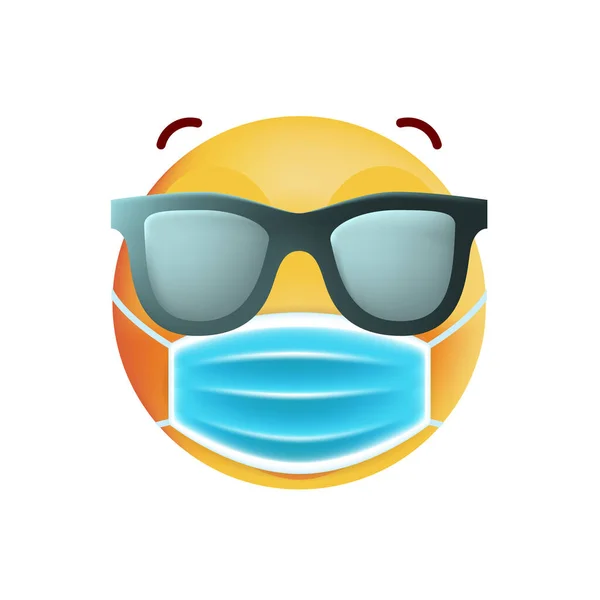 Realistický Roztomilý Emotikon Maskou Obličeje Bílém Pozadí Izolovaná ...