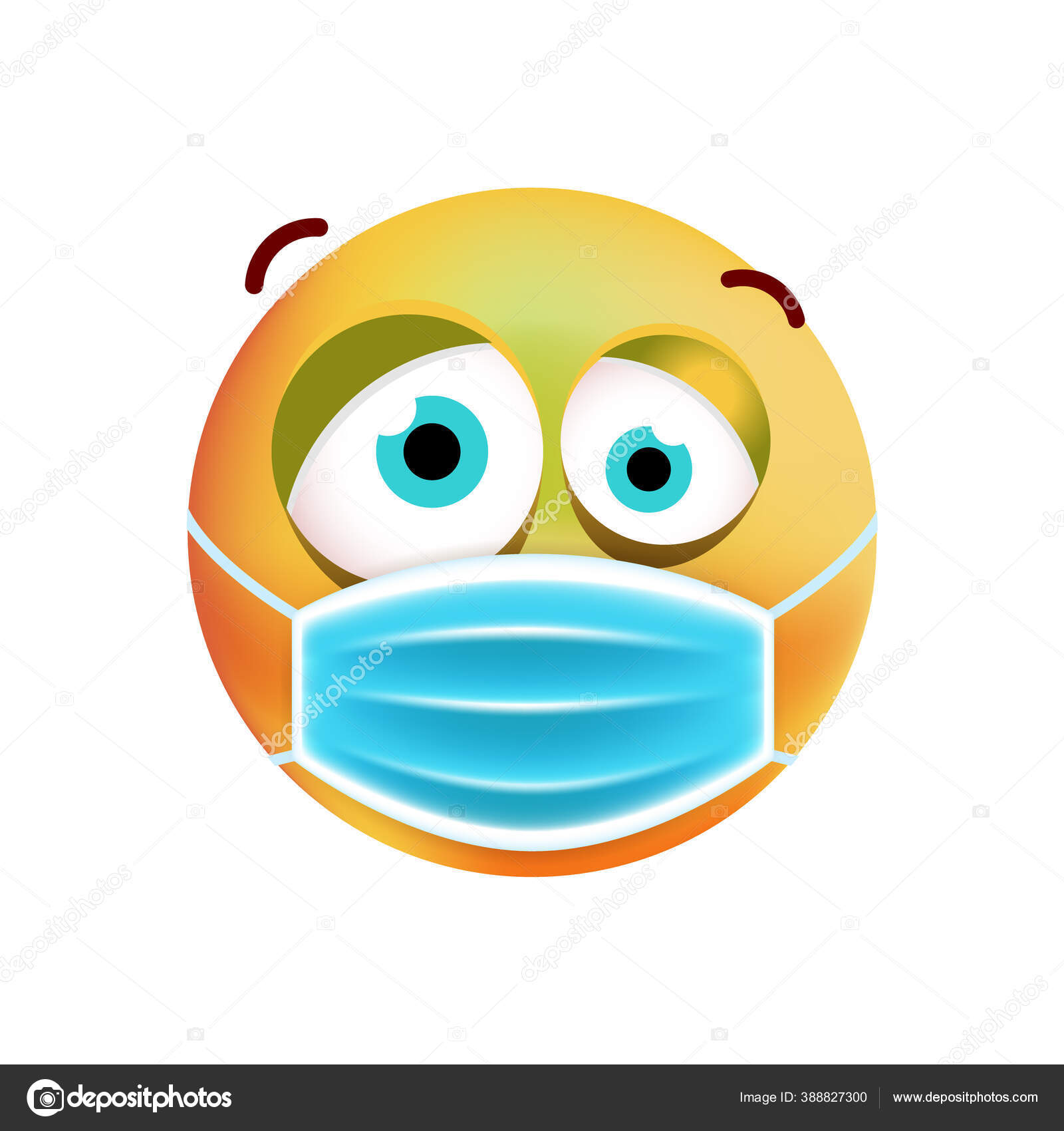 Cute Sick Emoticon Face Mask White Background Isolated Vector ...