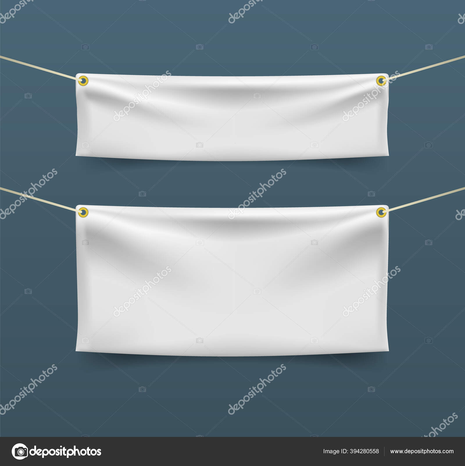 Realistic Textile Banner Folds Isolated Vector Elements Stock Vector by ...