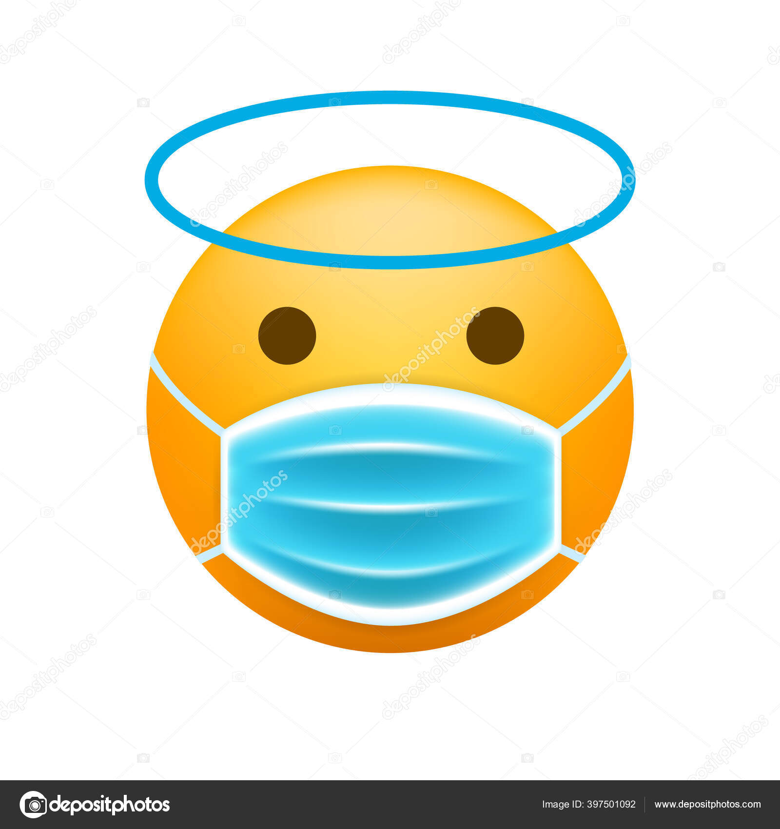 Cute Angel Emoticon Face Mask White Background Isolated Vector ...