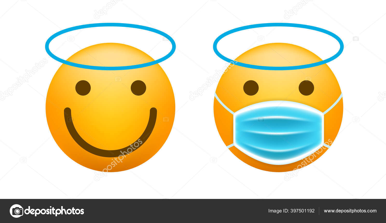 Cute Angel Emoticon Face Mask White Background Isolated Vector ...