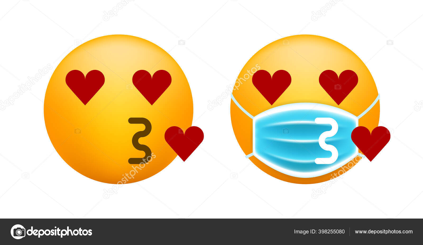 Cute Kissing Emoticon White Background Isolated Vector Illustration ...