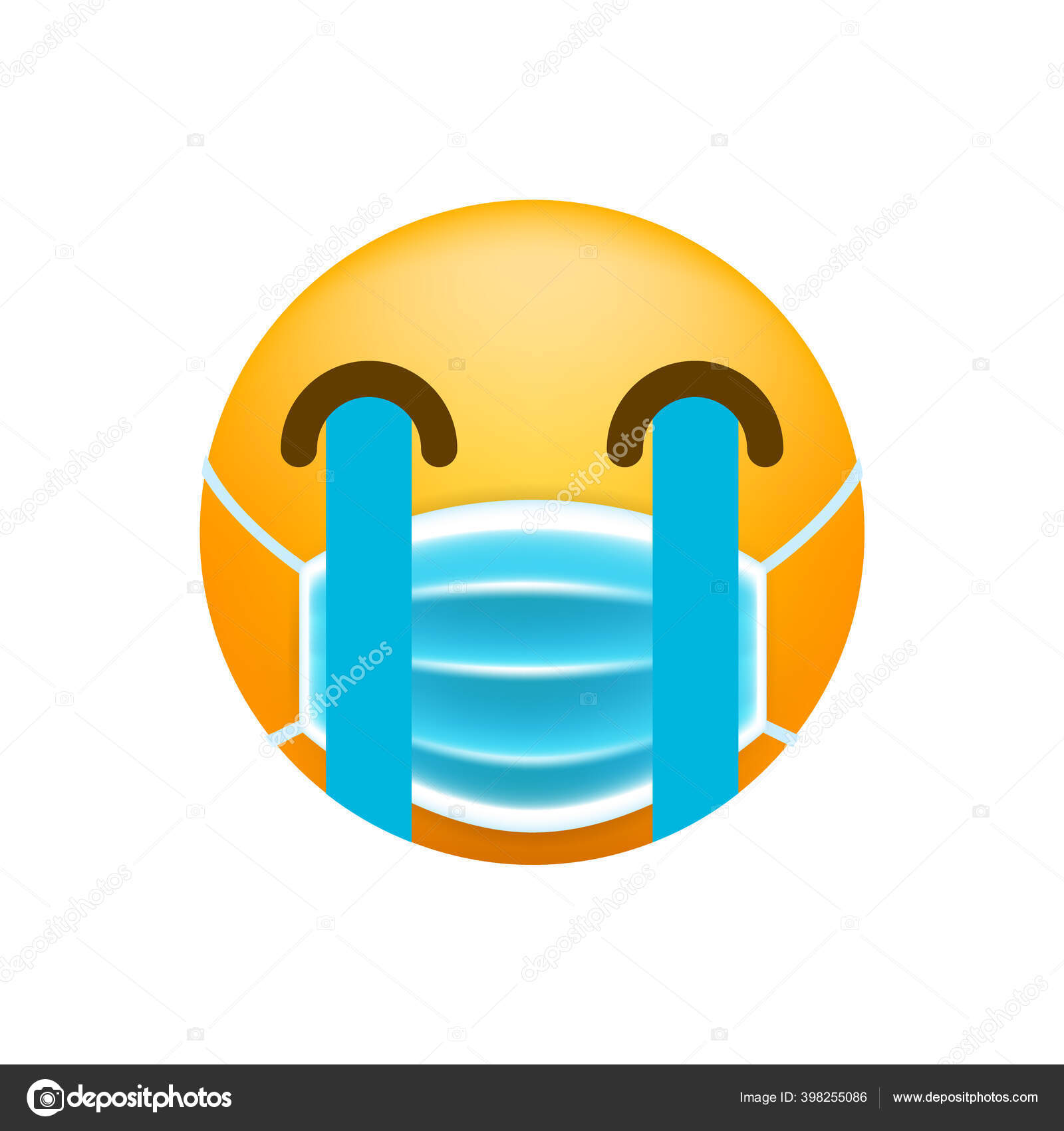Cute Crying Emoticon Face Mask White Background Isolated Vector ...