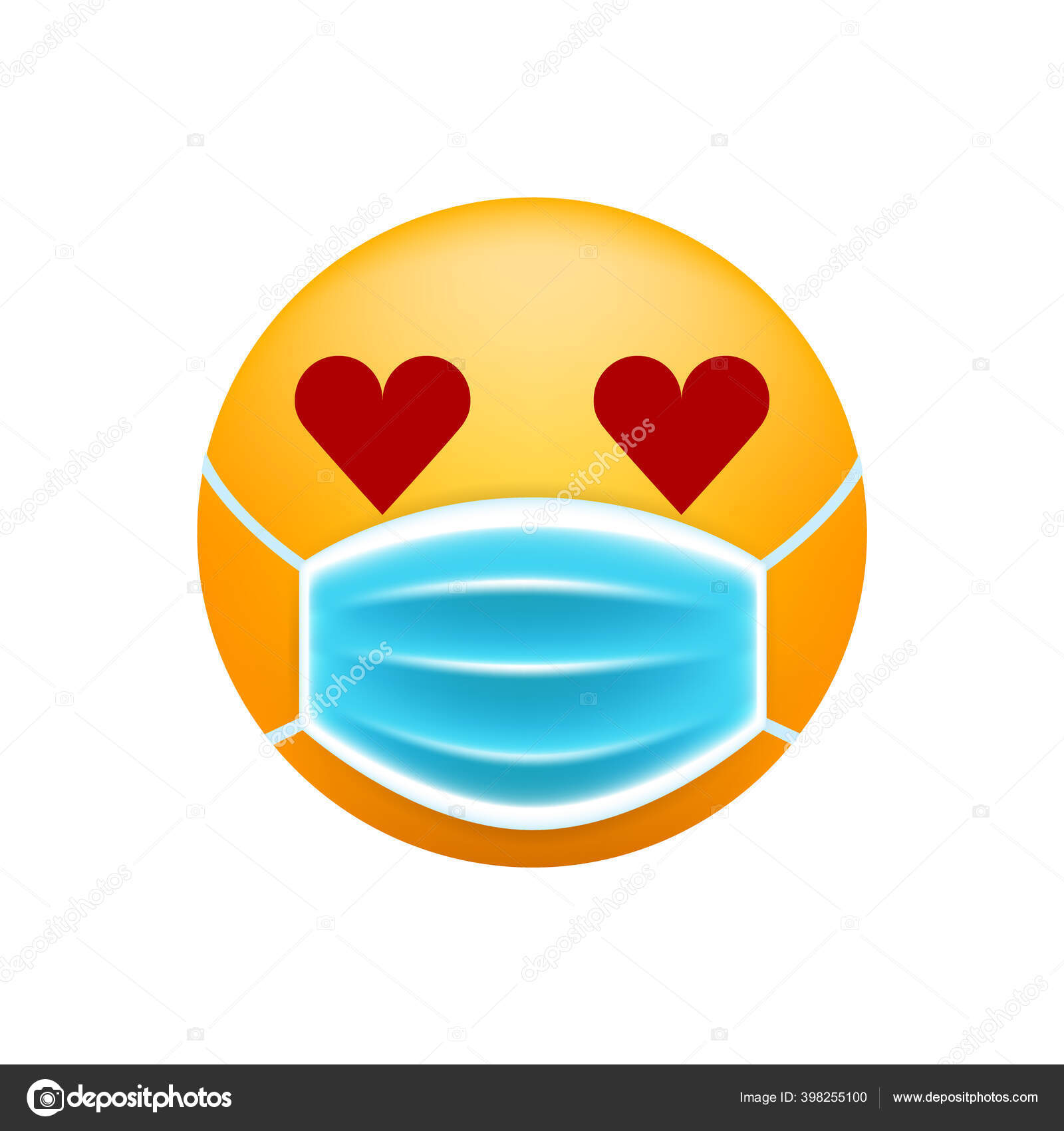 Emoticono Lindo Amor Con Máscara Facial Sobre Fondo Blanco Ilustración ...