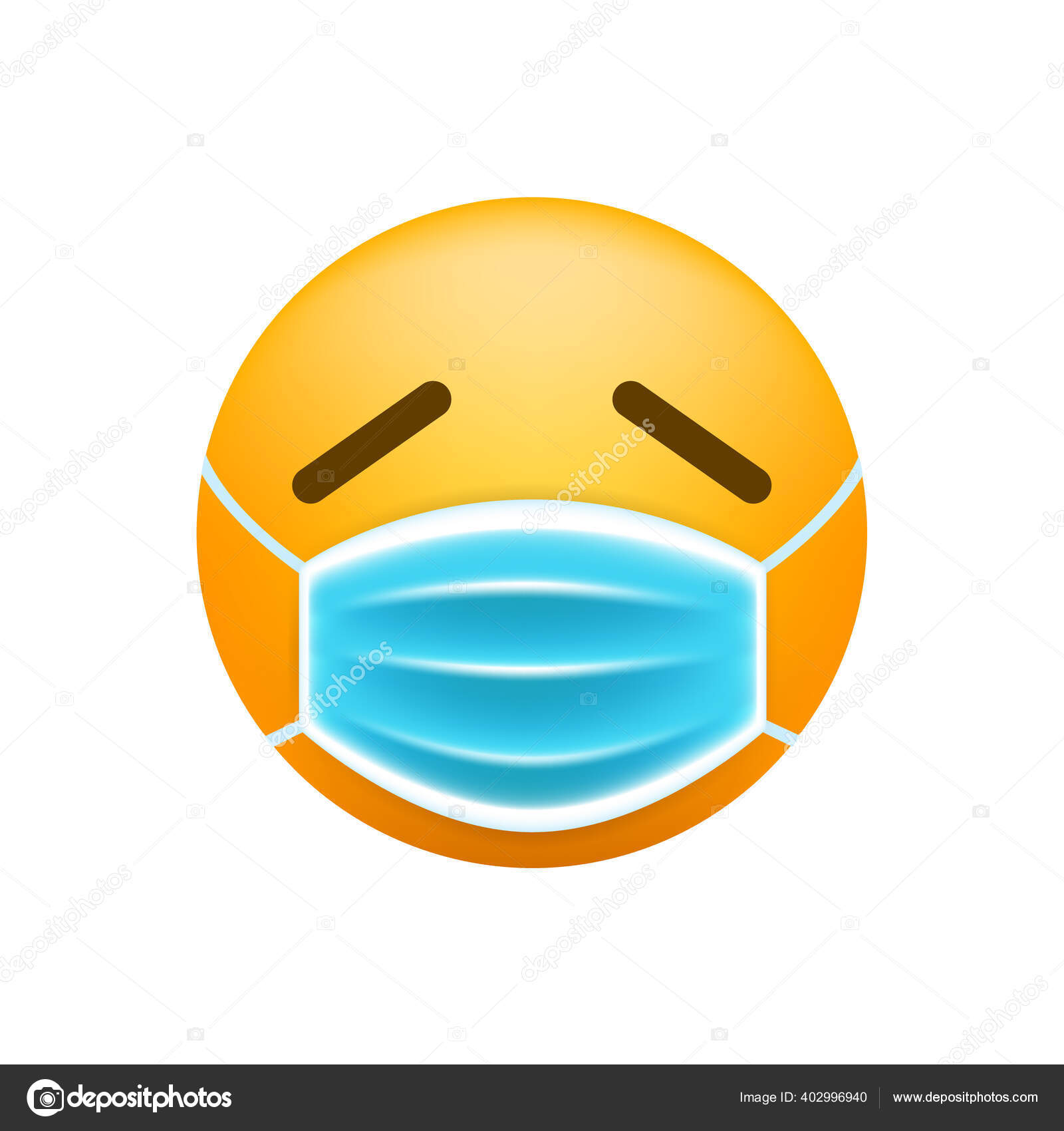 Emoticon Lucu Realistik Dengan Wajah Topeng Latar Belakang Putih ...
