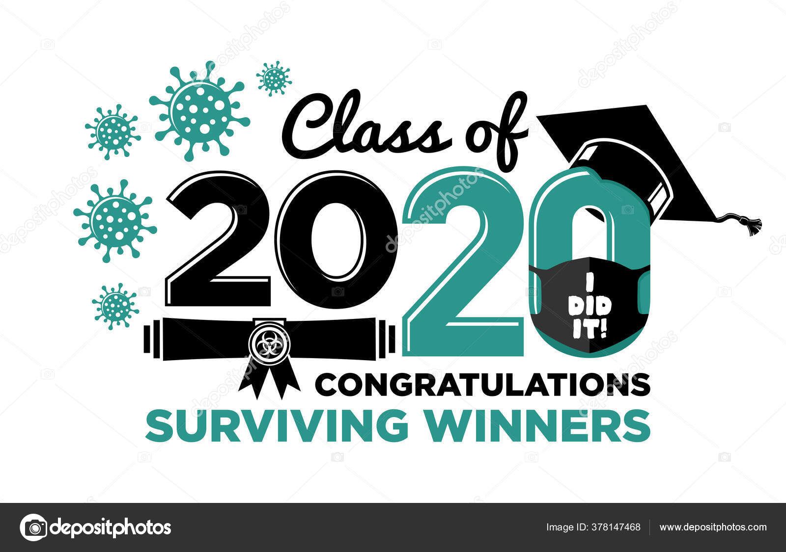 Graduation Class 2020 Congratulations Virus Surviving Winners Text ...