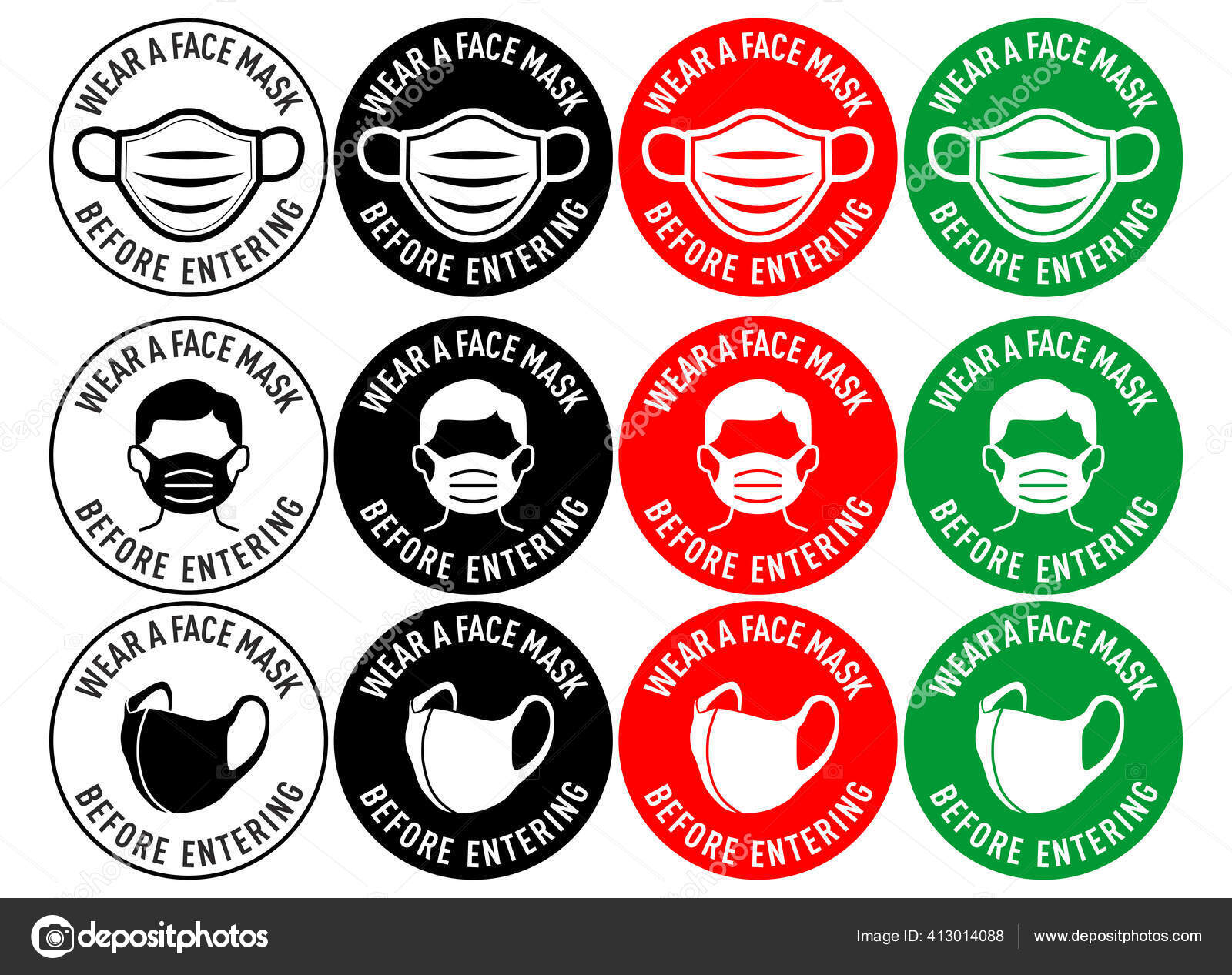 Warning Sign Wear Face Mask Entering Infection Preventive Measure ...