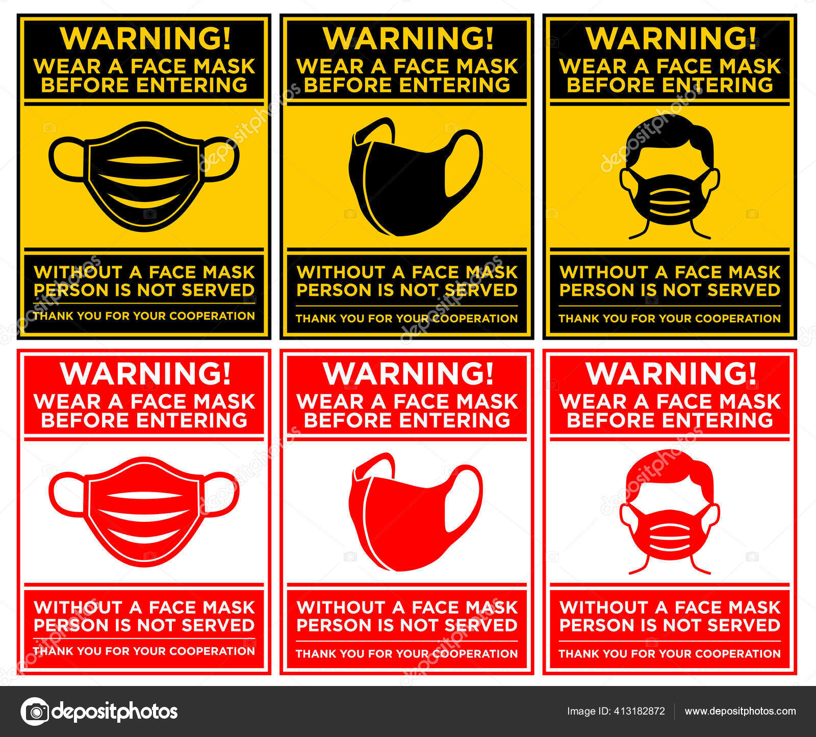 Warning Sign Face Mask Required Entering Infection Preventive Measure ...