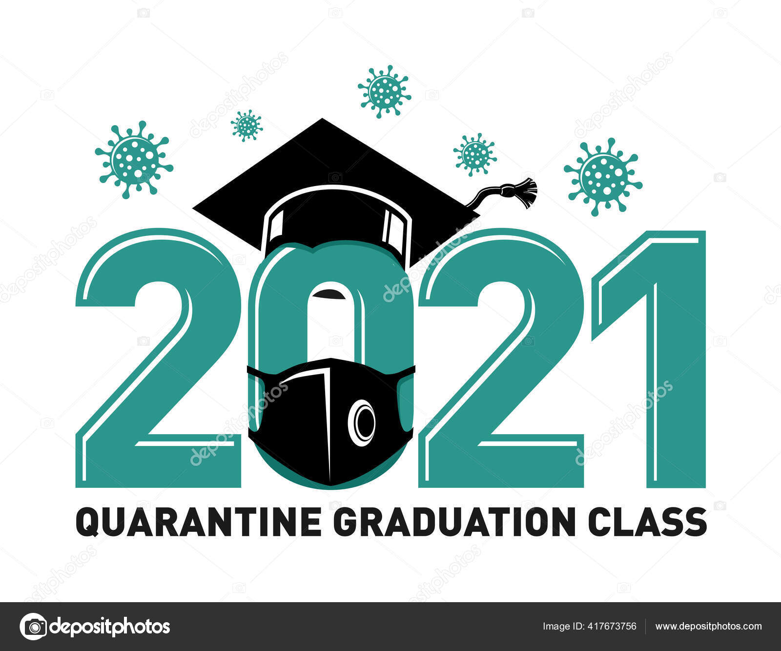 Quarantine Graduation Class 2021 Concept Flyers Greeting Card Prom ...