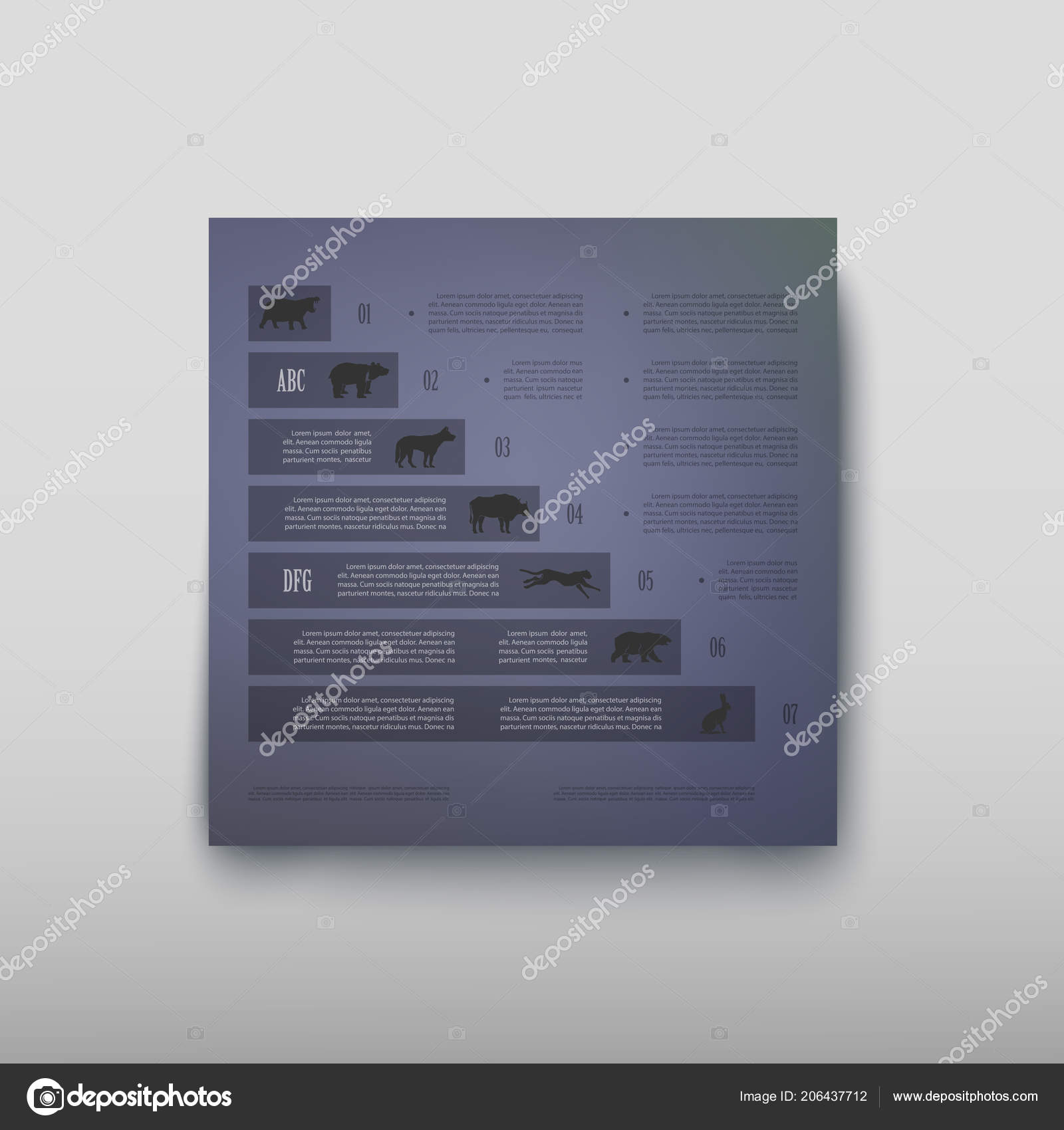 Poster Infographics Wild Animals Blurry Background Abstract Style ...