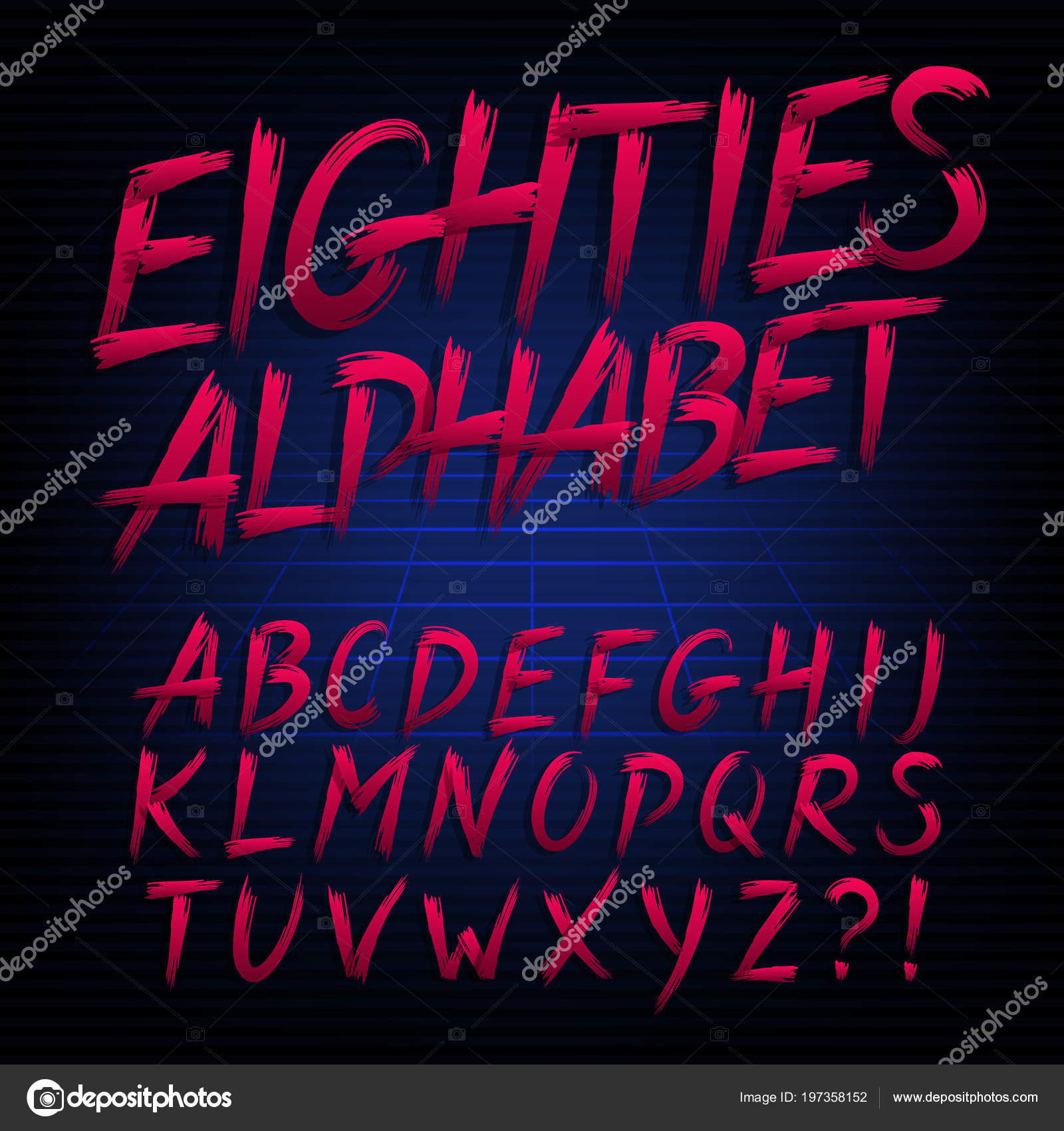 80S Retro Alphabet Font Uppercase Hand Drawn Letters Stock Vector Stock ...