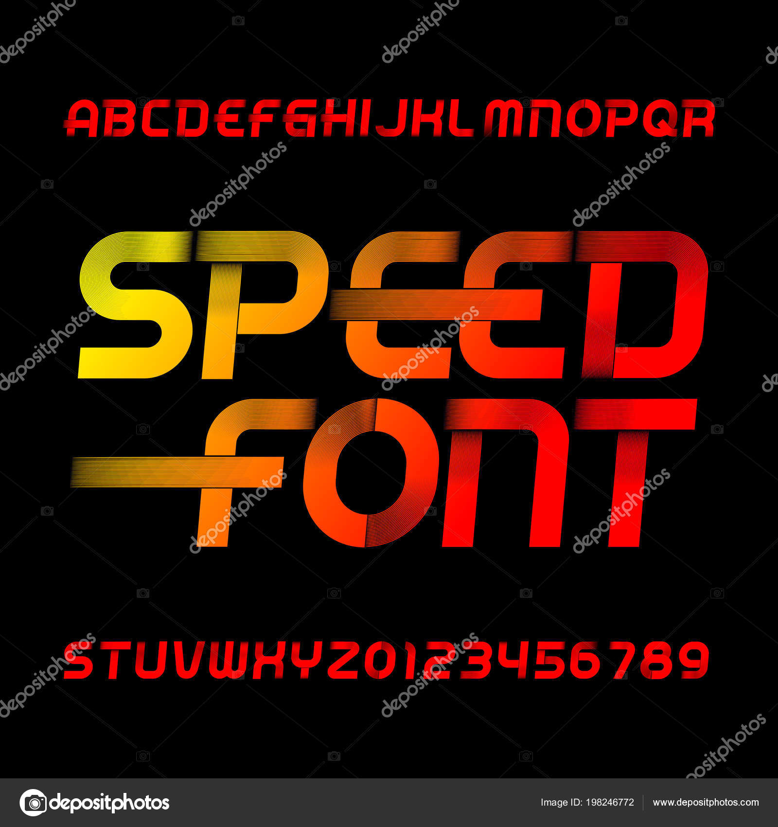 Speed Alphabet Font Wind Effect Type Letters Numbers Black Background ...