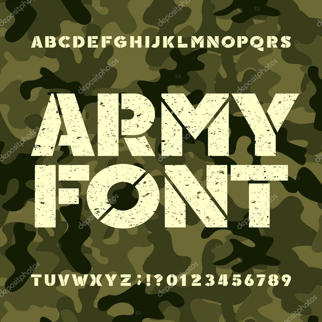 Army Stencil Alphabet Font Grunge Letras Negrita Números Camuflaje ...