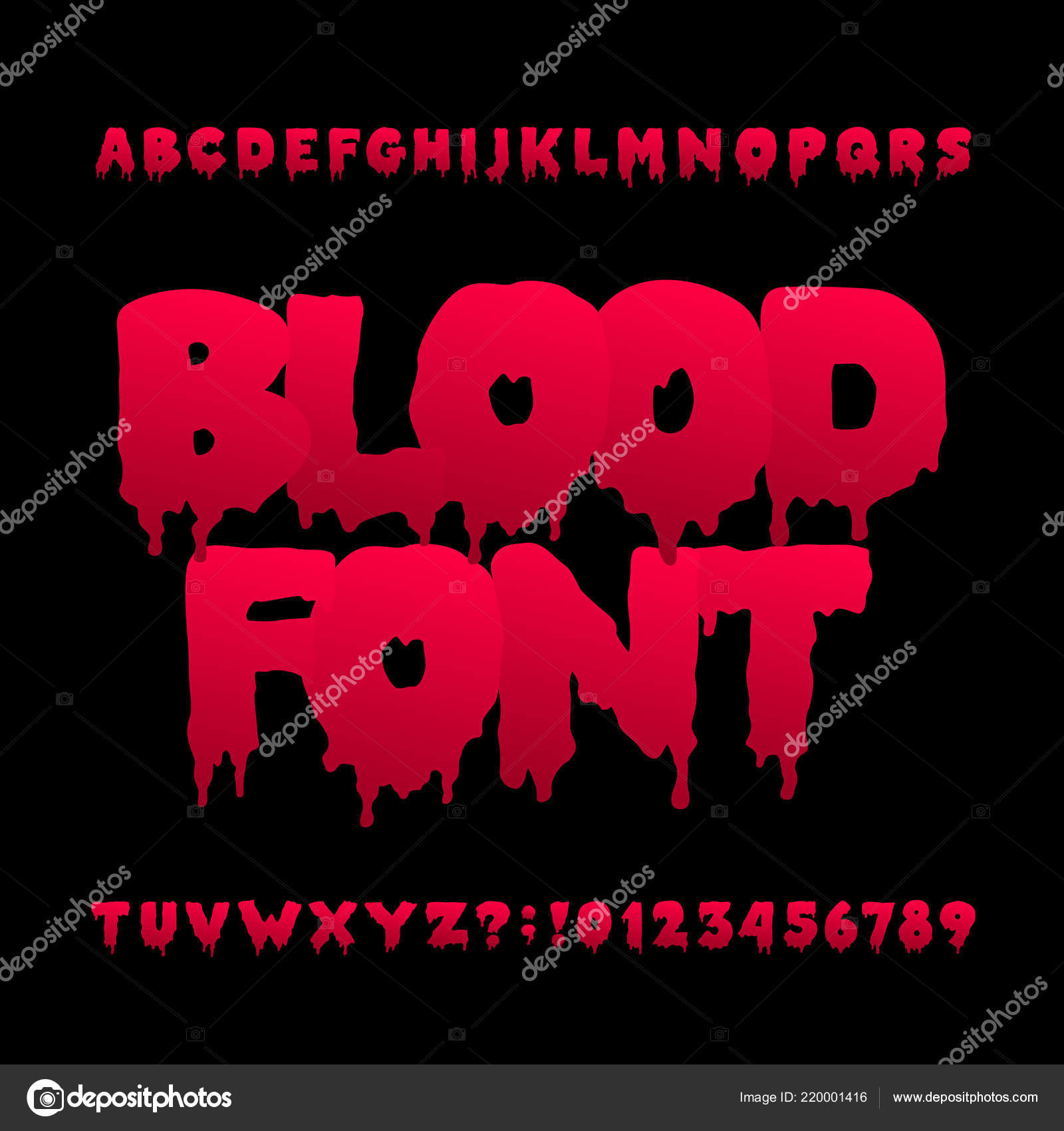 Fuente Del Alfabeto Sangre Mano Dibujado Letras Números Halloween ...