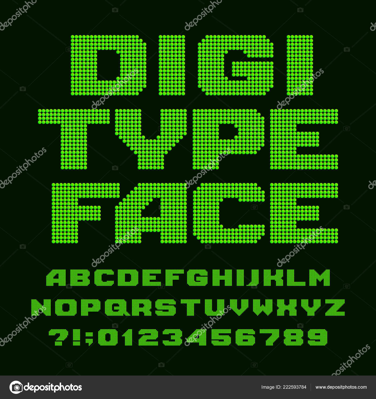 Digital Alphabet Font Led Display Pixel Letters Numbers Stock Vector ...