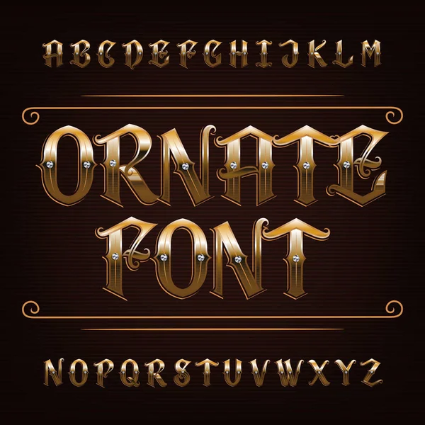 Gold Diamonds Alphabet Font Golden Metal Letters Numbers Stock Vector ...