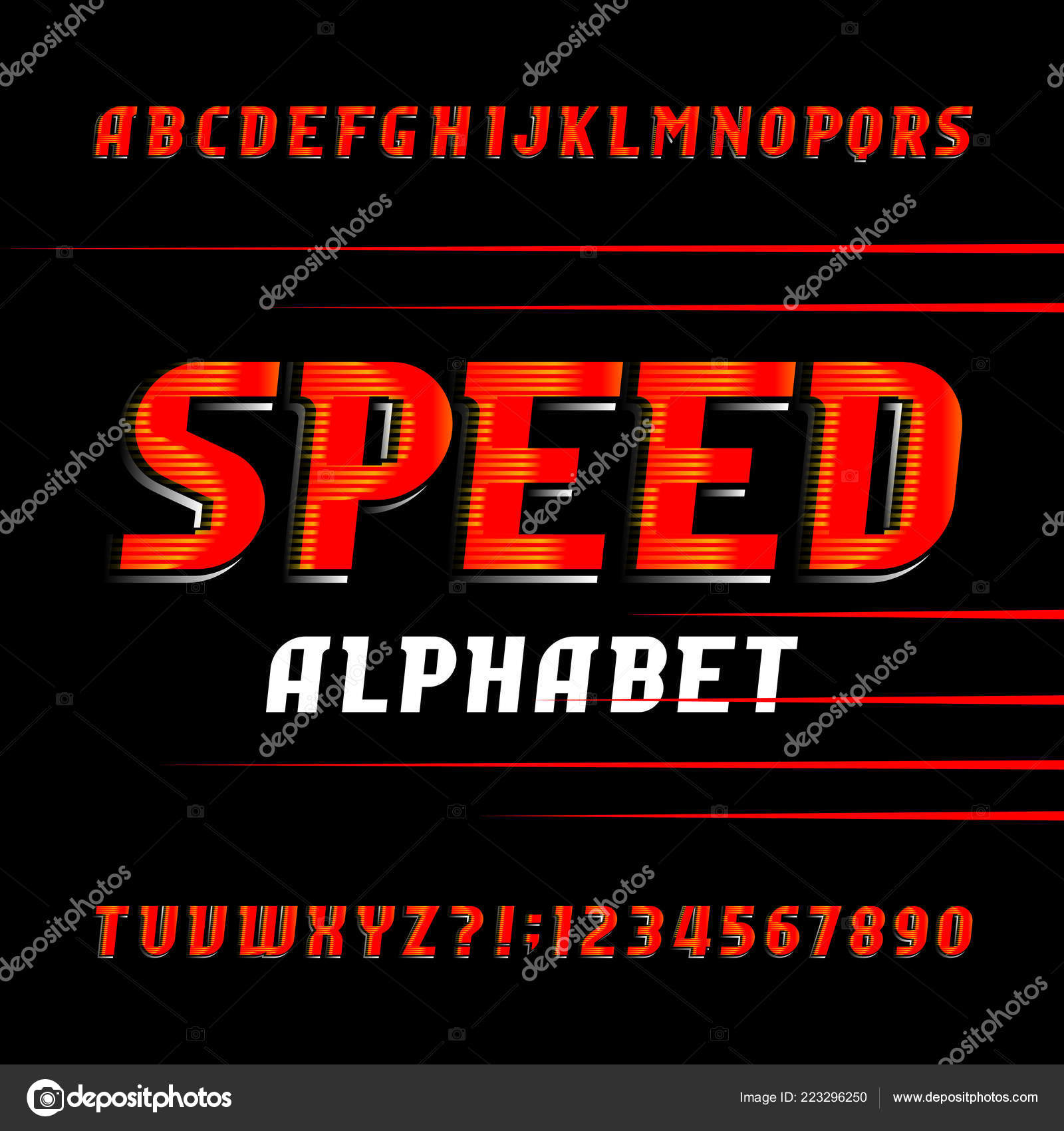 Fonte Alfabeto Velocidade Rápido Efeito Velocidade Tipo Letras Números ...